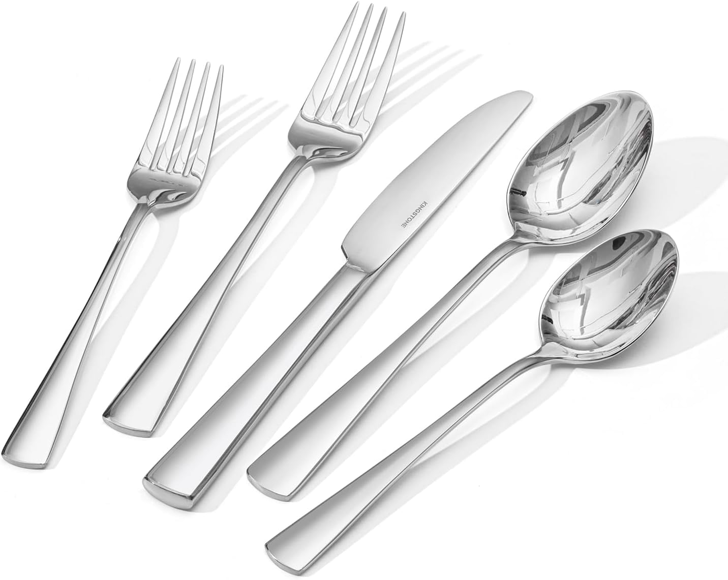 BESTKITTY E 18/10 Stainl Steel Flatware, 5-Piece Forged Silverware Set ...