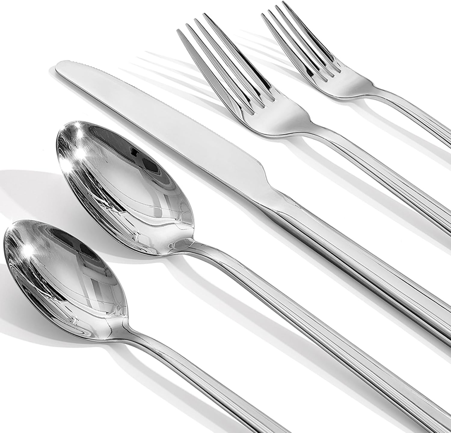 BESTKITTY E Forged 20-Piece Silverware Set, 18/10 Stainl Steel Flatware ...