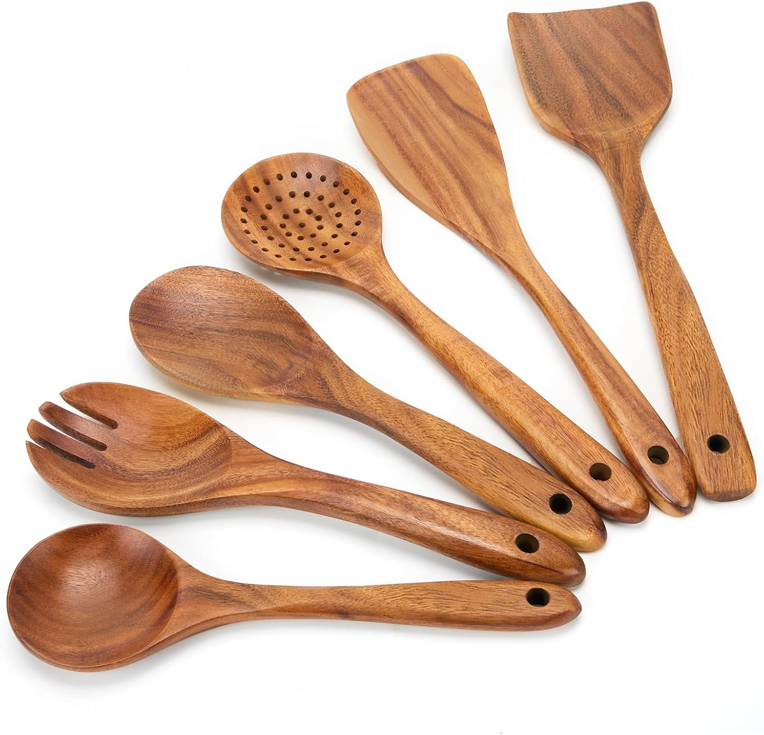 BESTKITTY EZunle 6 Piece Wooden Co Spoon Set - Ideal For Non-St Pans ...