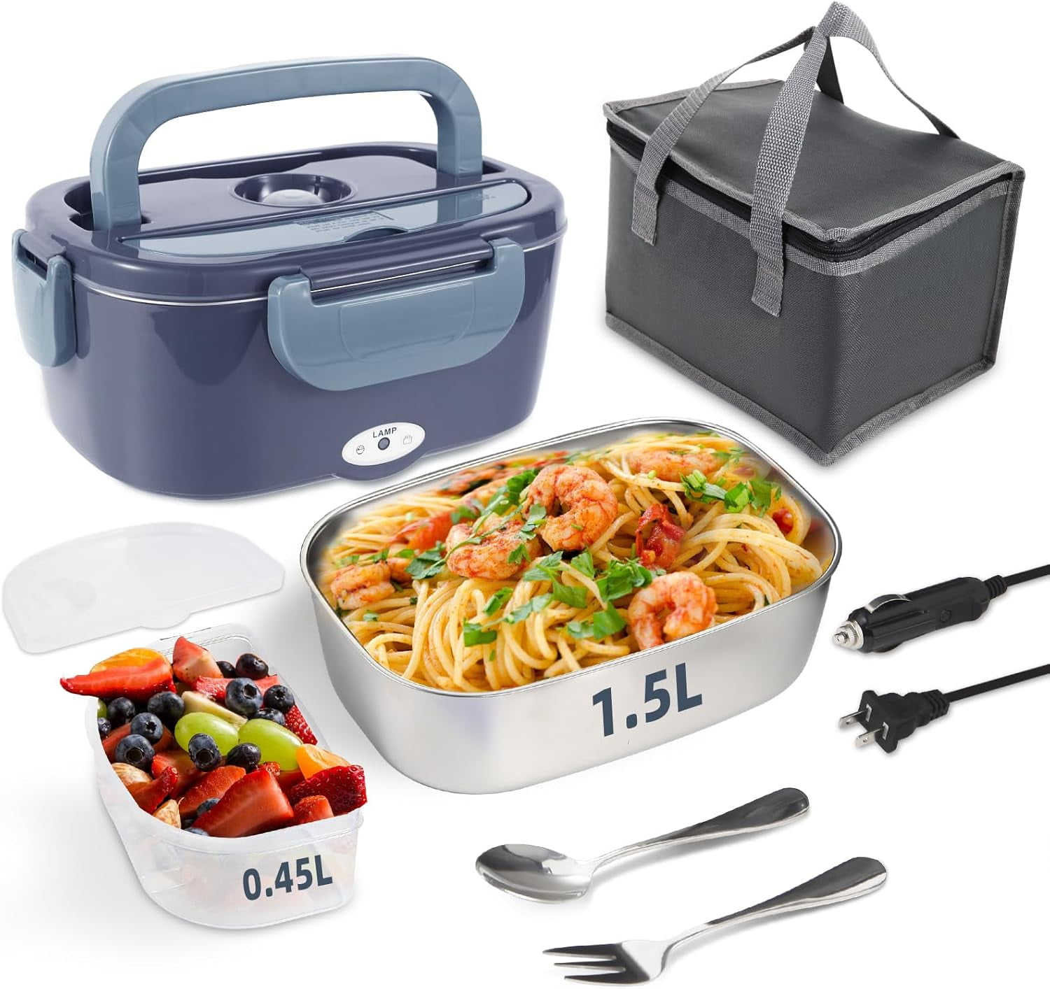 BESTKITTY Electr Lun Box, 12V/24V/110V Portable Food Warmer with SS ...