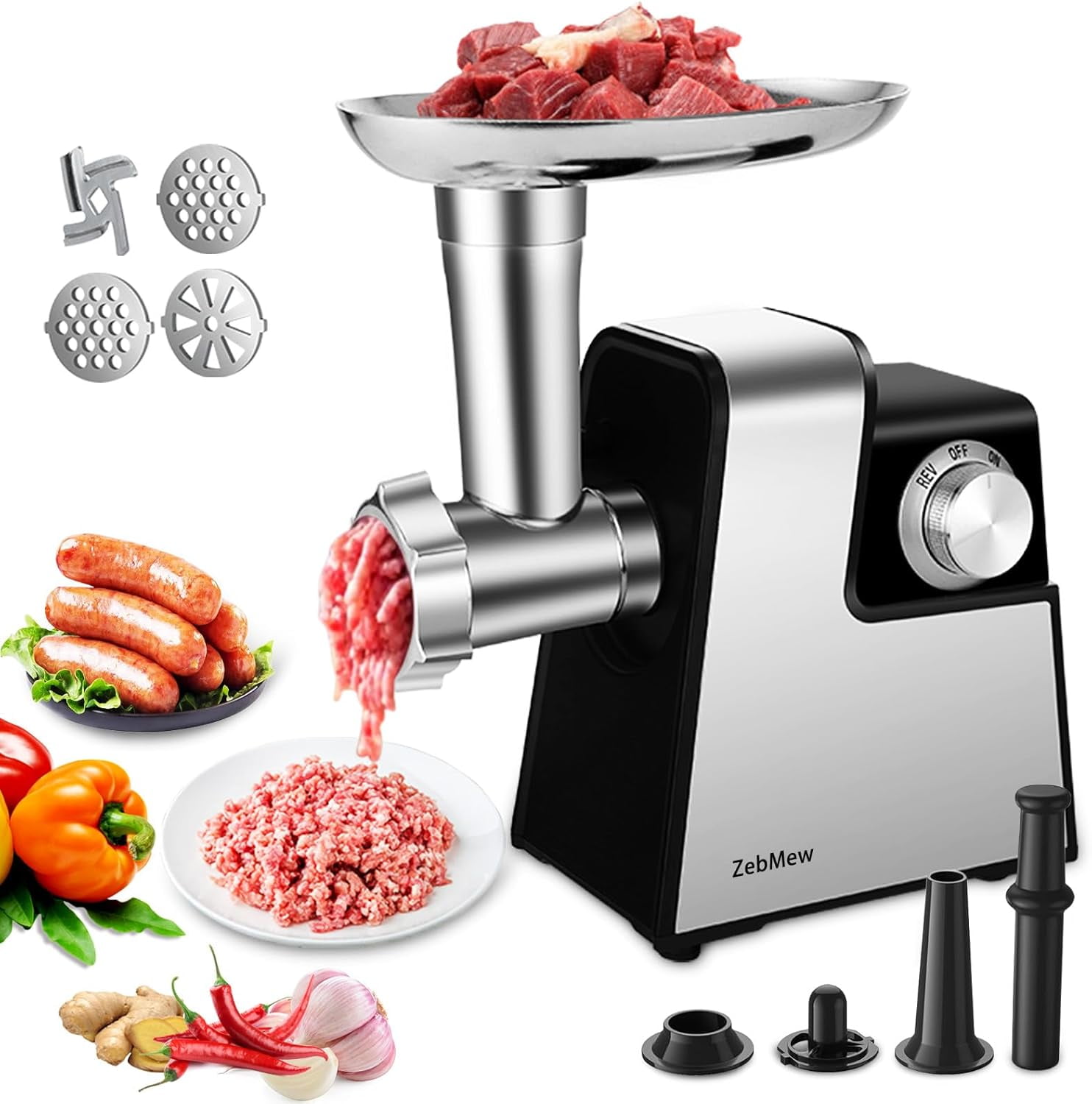 BESTKITTY Electr Meat Grinder, 350W(2800W Max) Power Food Grinder with ...