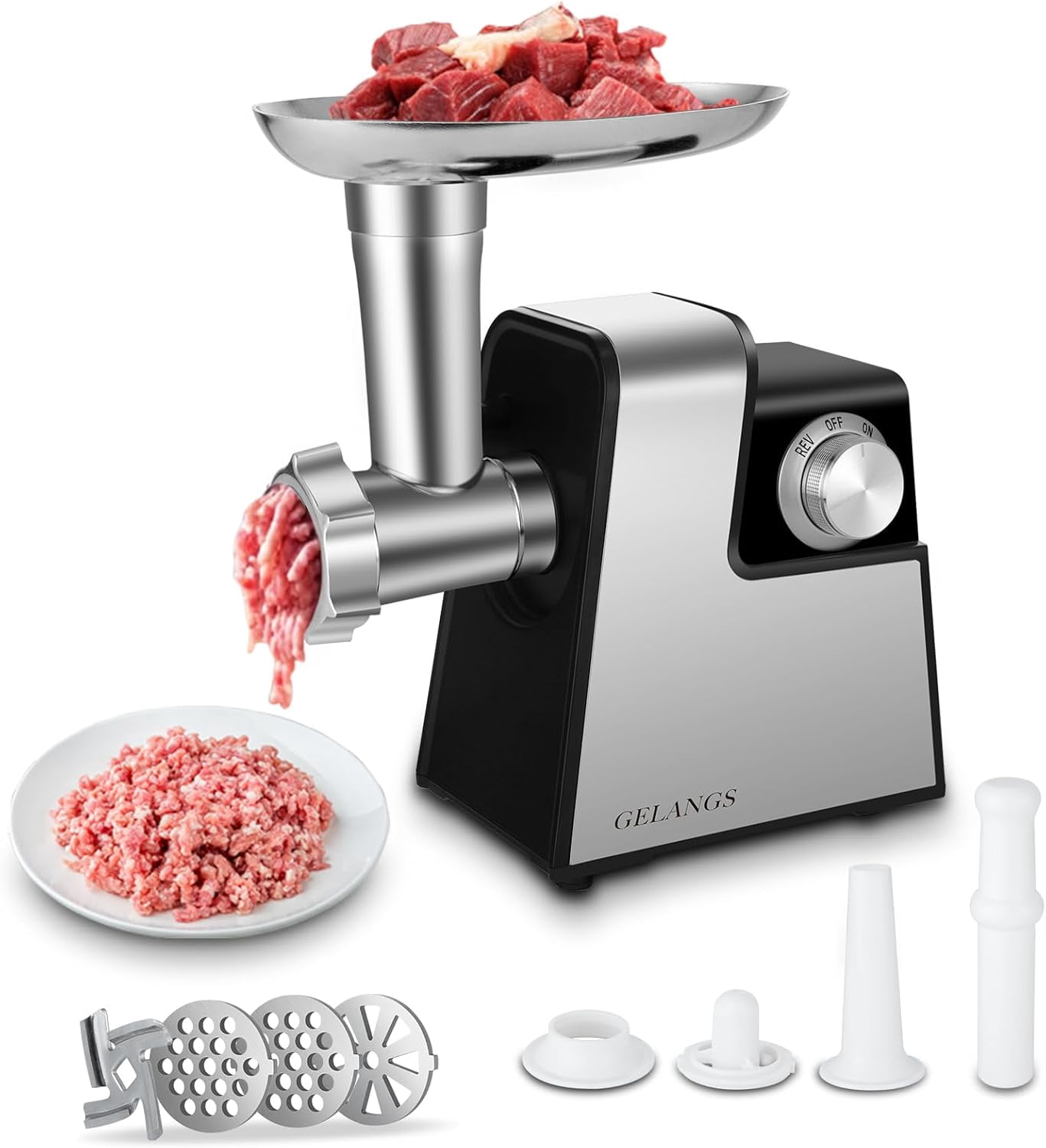 BESTKITTY Electr Meat Grinder，350W(2800W Max) Sausage Stuffer Maker ...