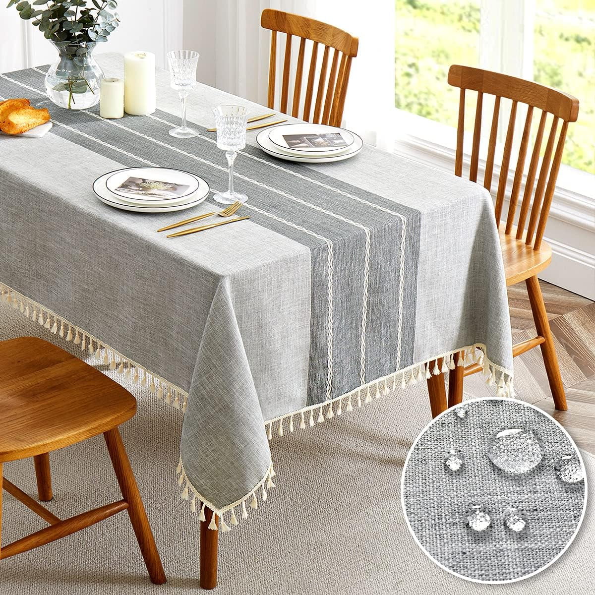BESTKITTY Embroidered Tablecloth for Dining Table,Rust Farmhouse en ...