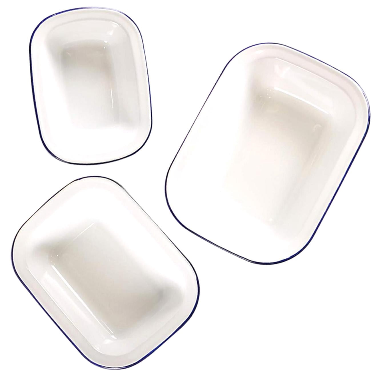 BESTKITTY Enamelware Roasting Pan Set of 3, Enamel-Coated Steel ...