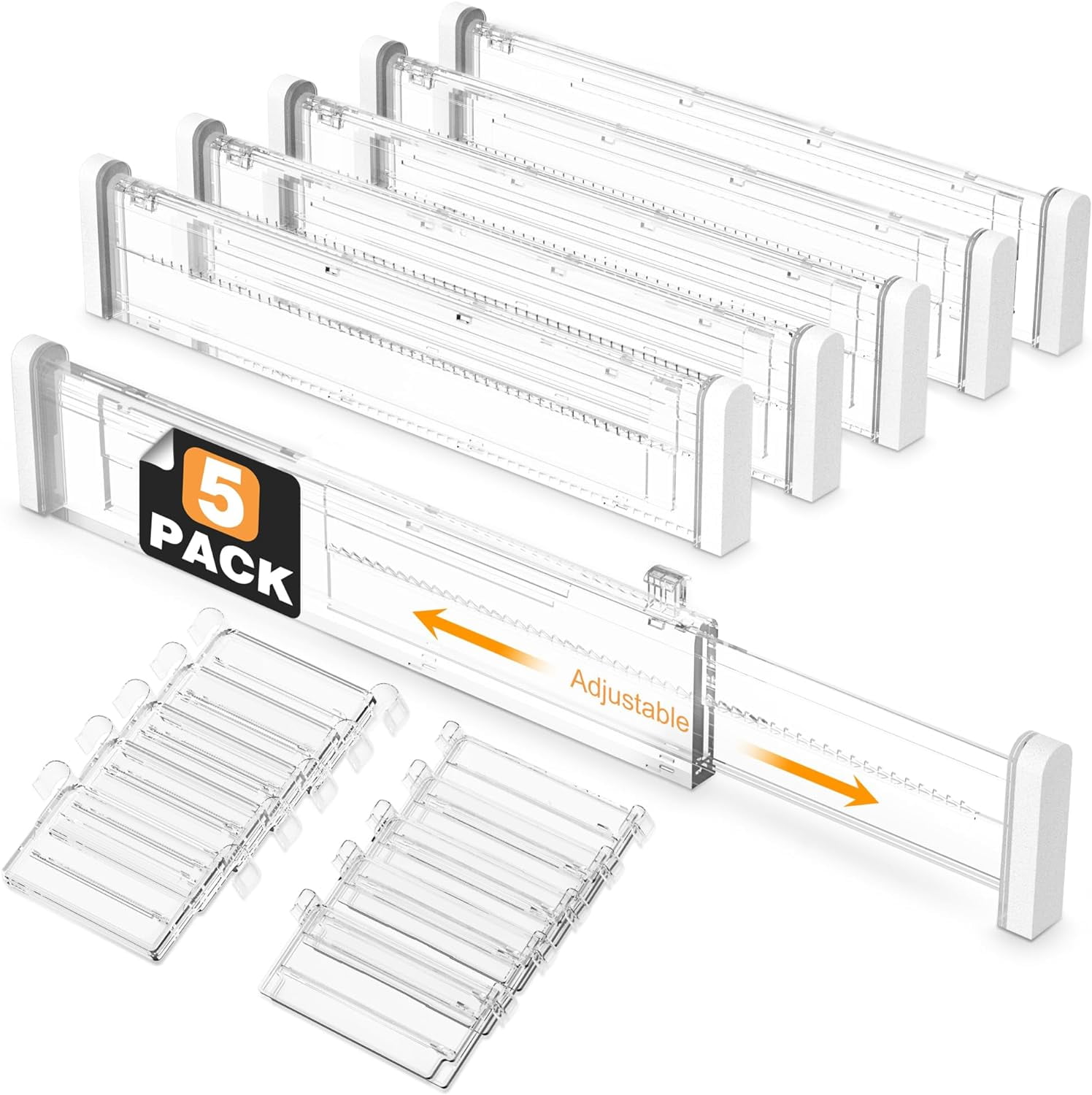 BESTKITTY Expandable Drawer Dividers with Inserts - Adjustable Drawer ...