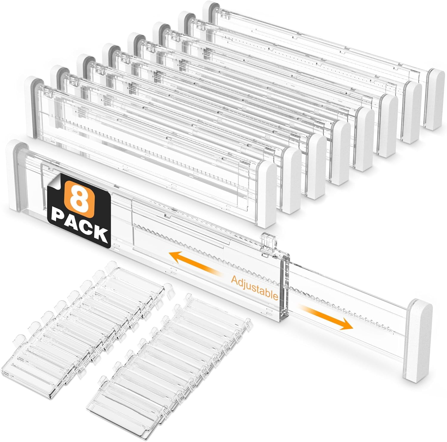 BESTKITTY Expandable Drawer Dividers with Inserts - Adjustable Drawer ...