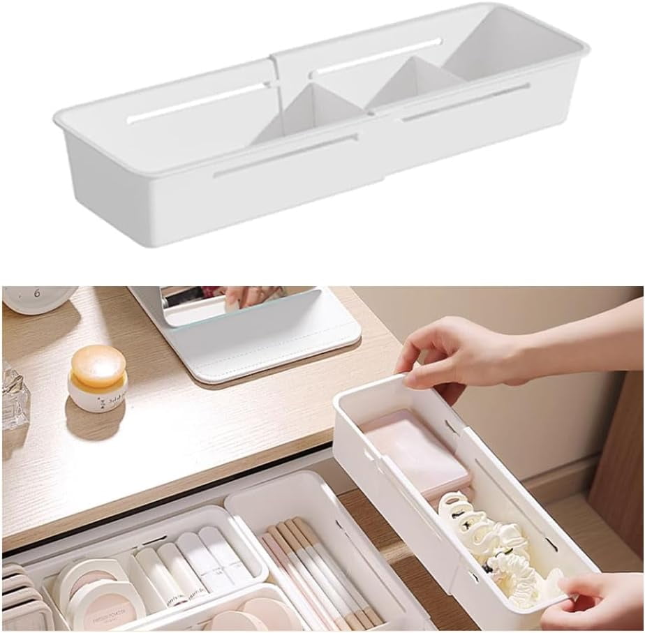 BESTKITTY Expandable Storage Drawer Organizers Sliding Bin Plast Desk ...