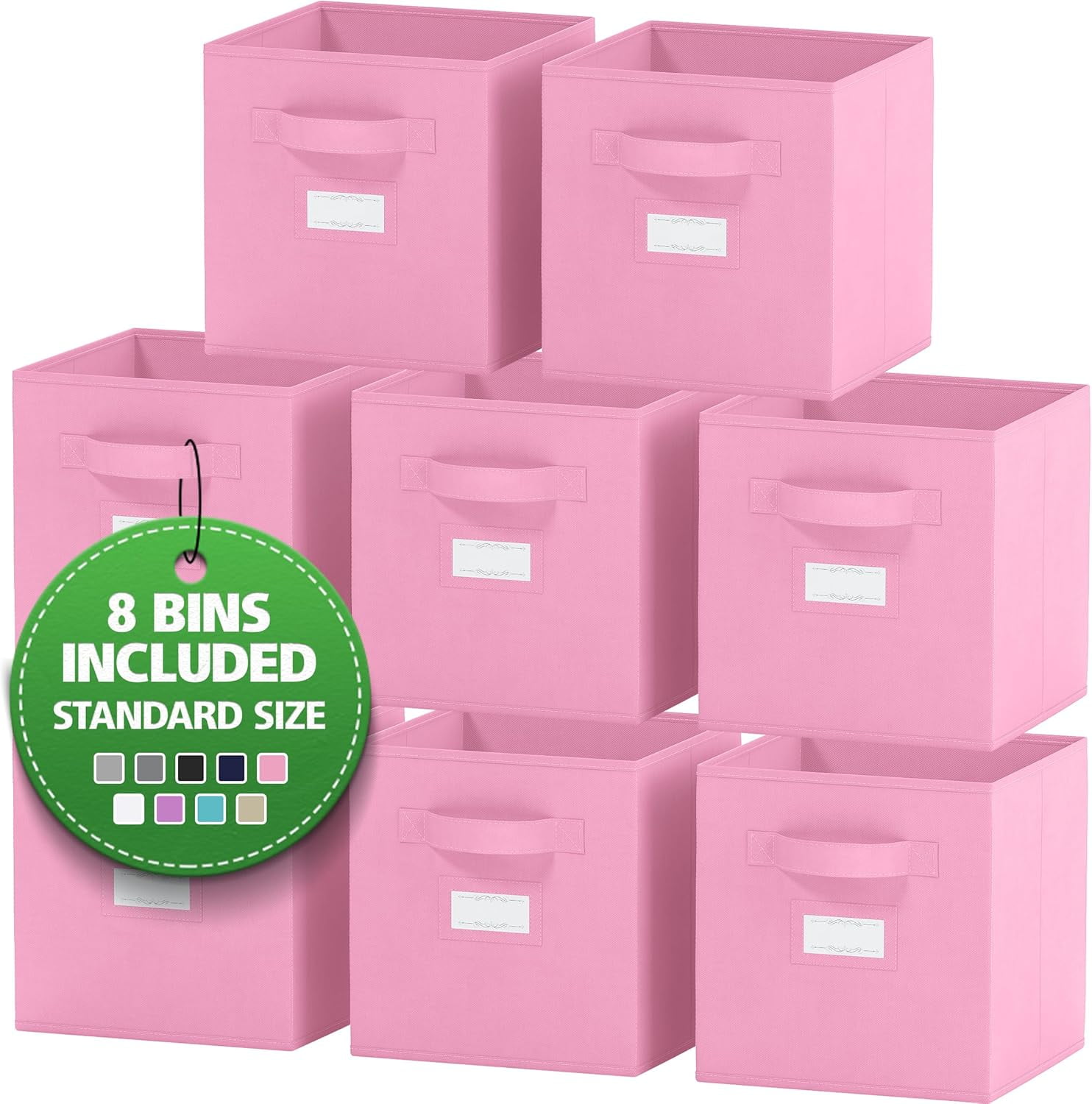 BESTKITTY Fabr Storage Cubes for Cube Storage Organizer - 8 Pa Heavy Duty Pink Storage Bins With ...
