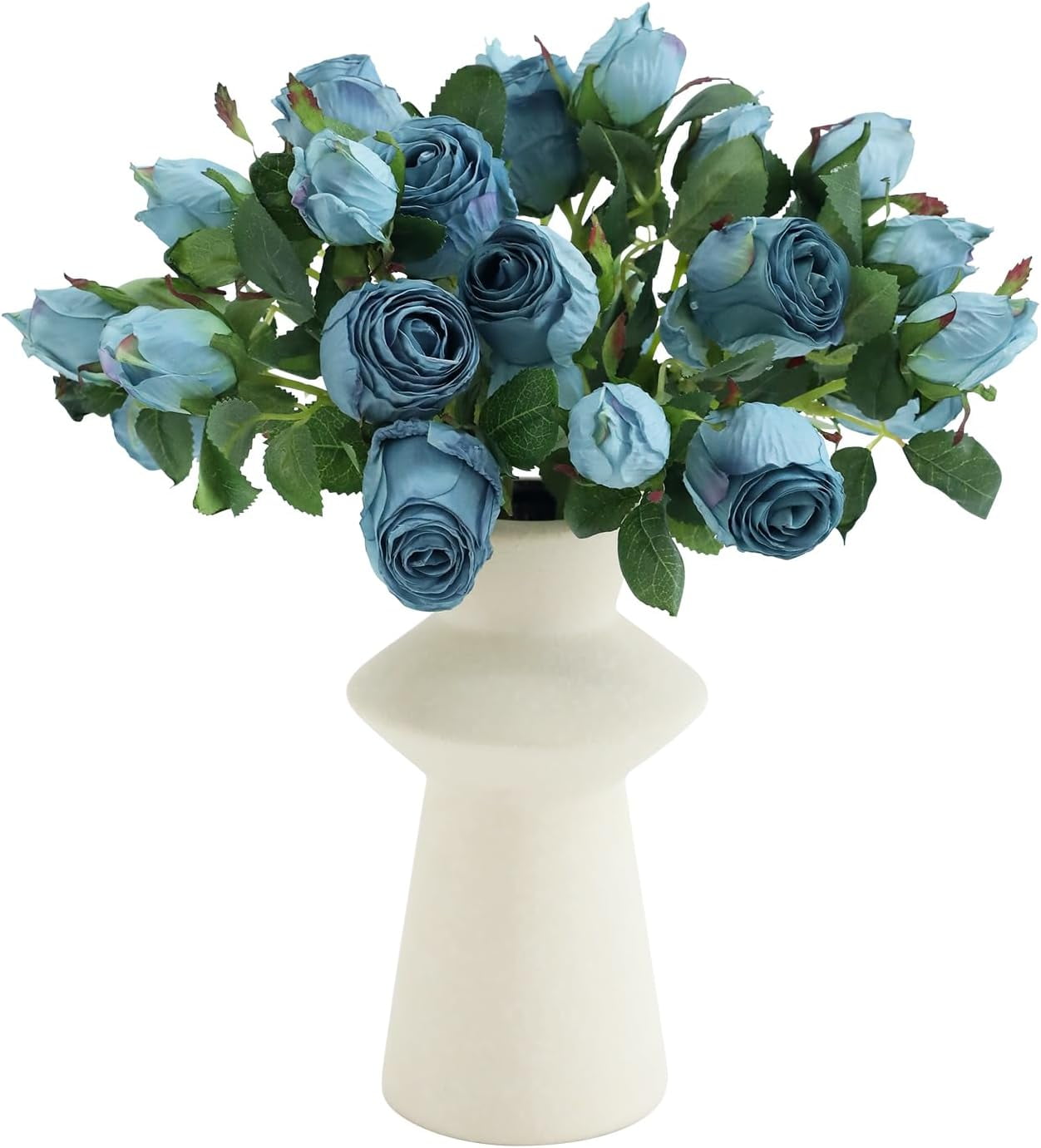 BESTKITTY Fake Rose, Blue Fake Flowers, 12 Heads 18.9 In Realist Tou Sp ...