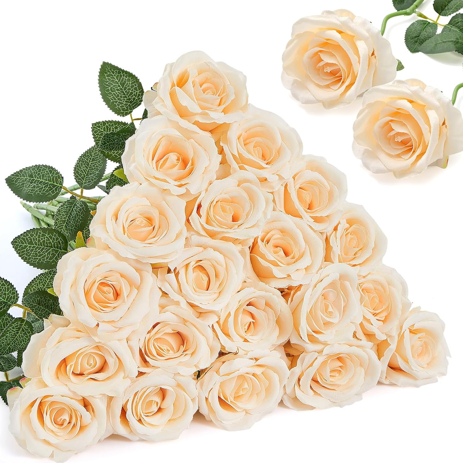 BESTKITTY 𝟮𝟬𝙋𝙘𝙨 Fake Roses, 4in 𝘽𝙞𝙜 𝗩𝗲𝗹𝘃𝗲𝘁 Flower Head ampagne Roses ...