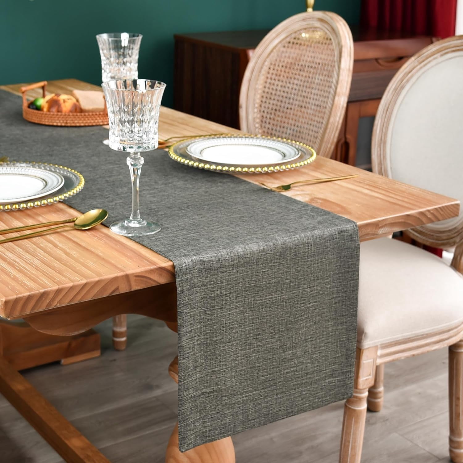 BESTKITTY Farmhouse Rust Table Runner D Grey Rectangular Table Runners ...