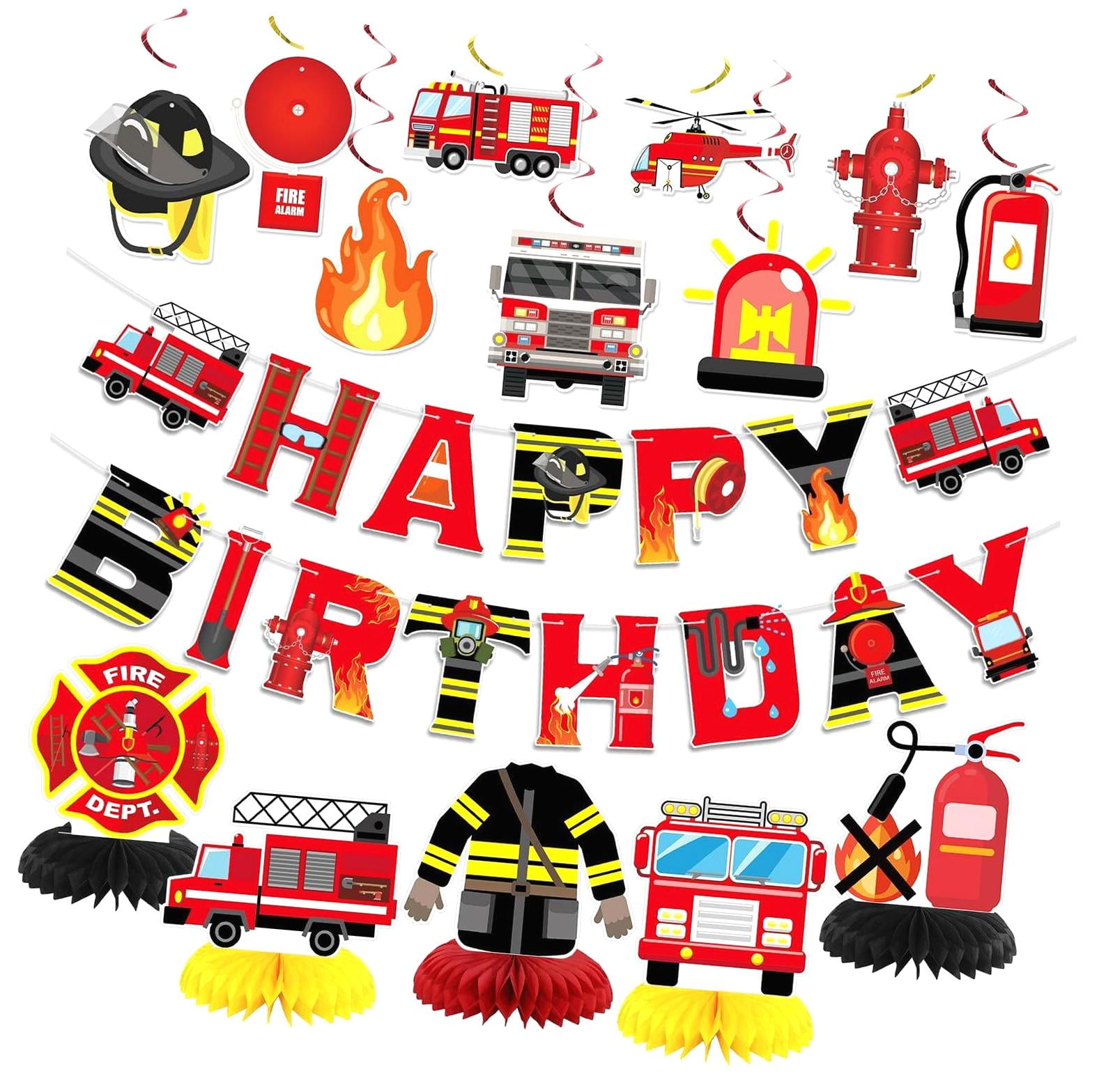 BESTKITTY Fire Engine Birthday Celebration Decor, Fire Engine Themed ...