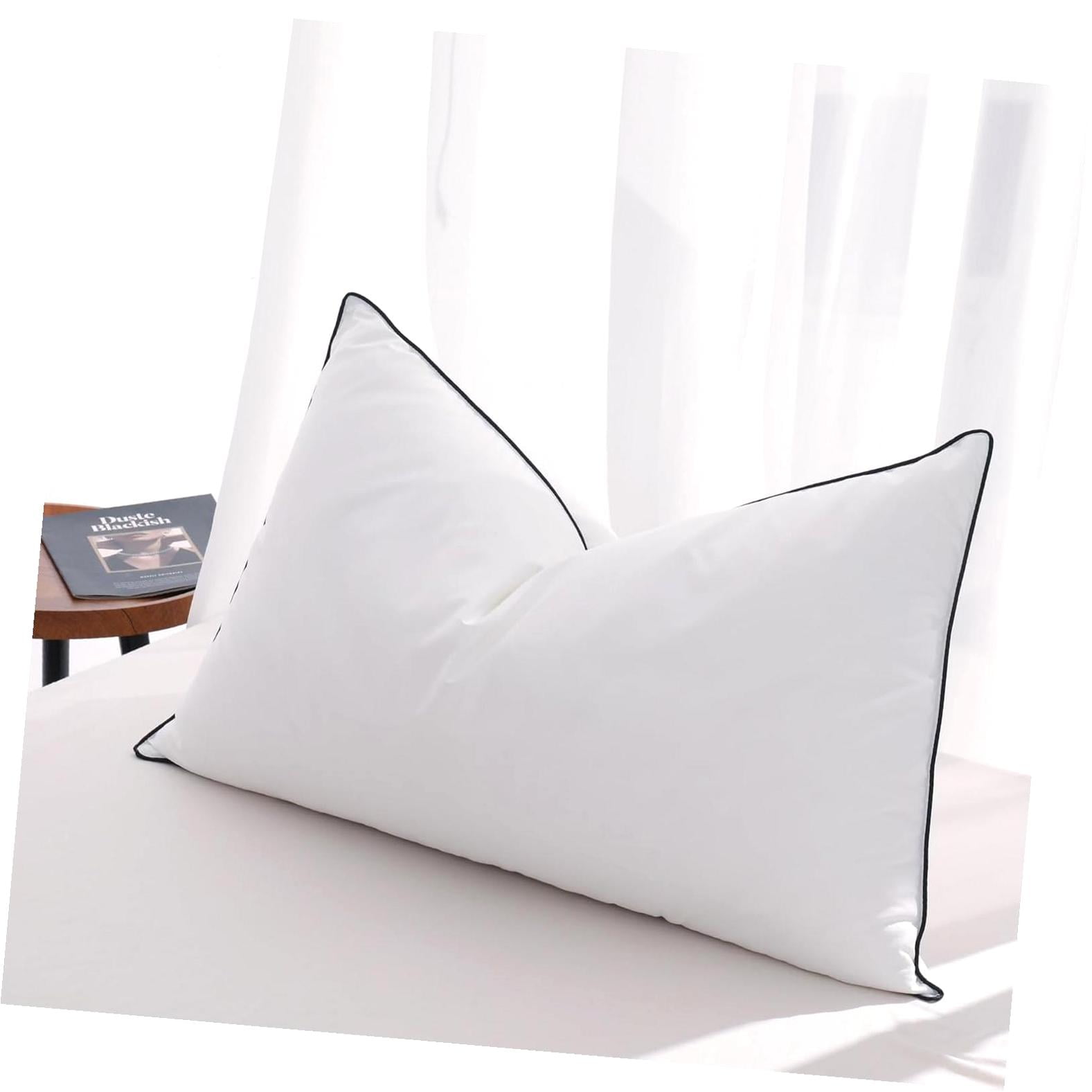 BESTKITTY Flat Feather Down Pillows Queen Size, 1 Pack Thin Hotel ...