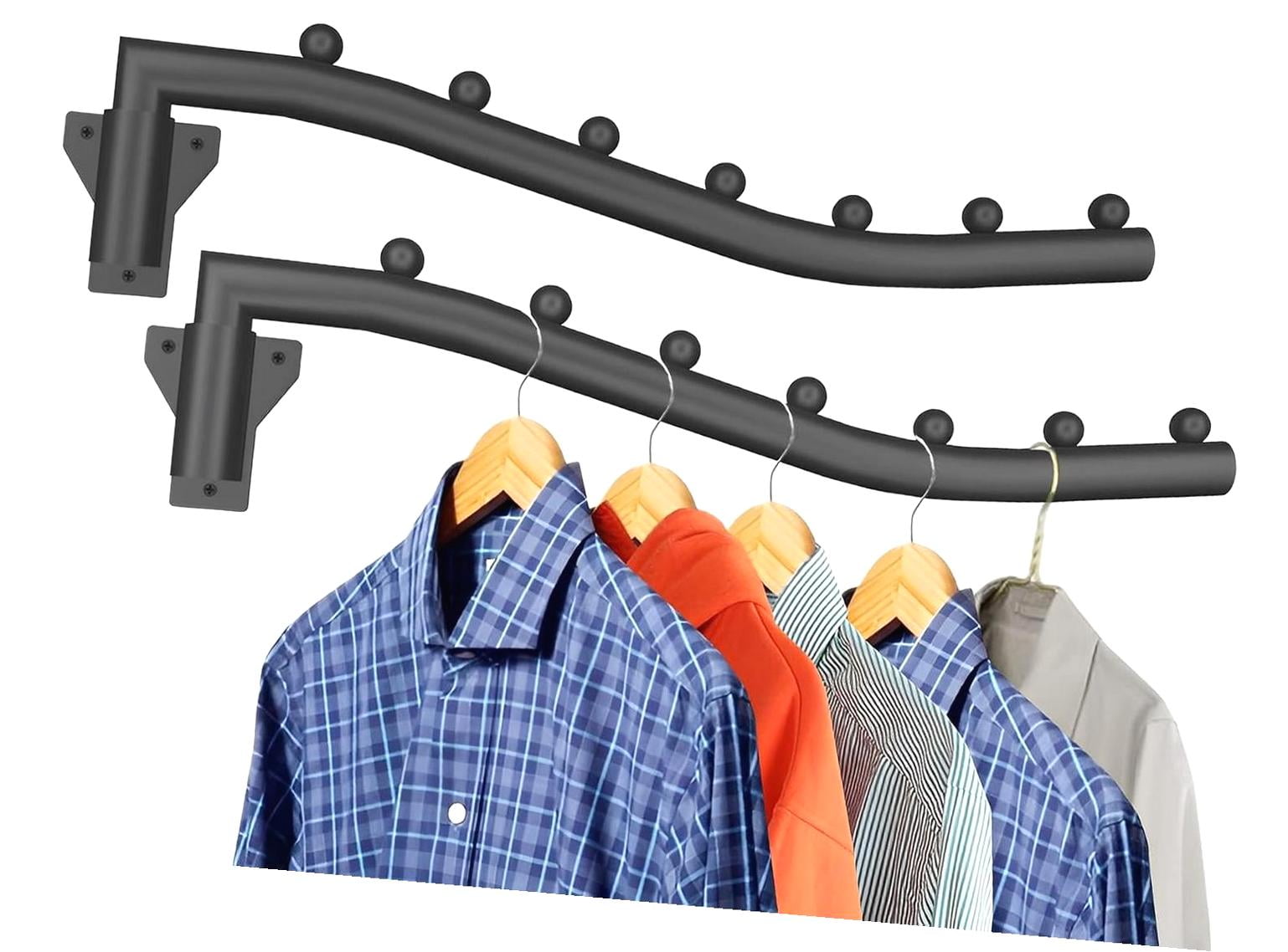 BESTKITTY Folding Clothes Hanger Rack Swing Arm Hook Holder Clothing ...