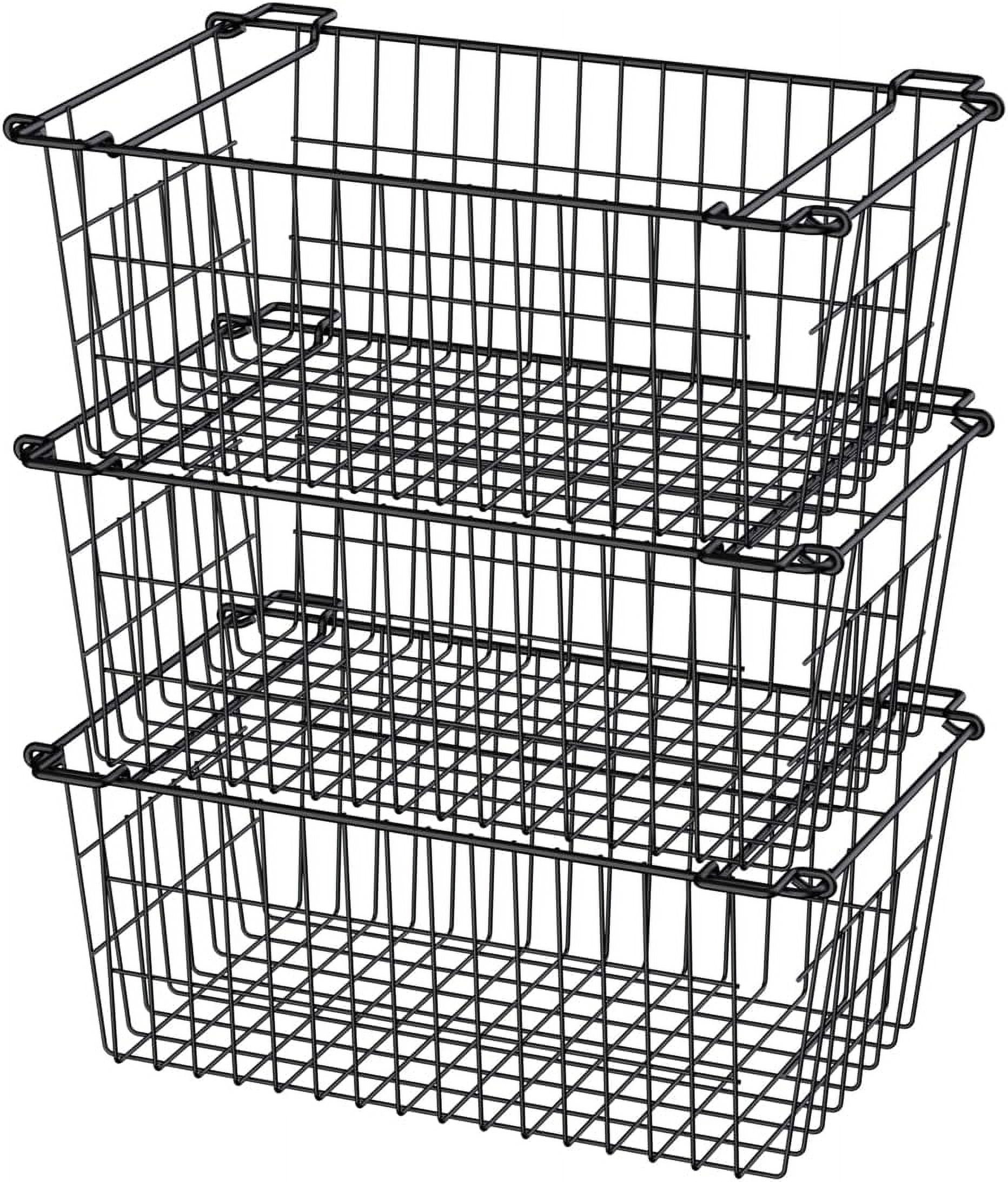 BESTKITTY Freezer Basket Staable Wire Baskets For Pantry Storage and ...