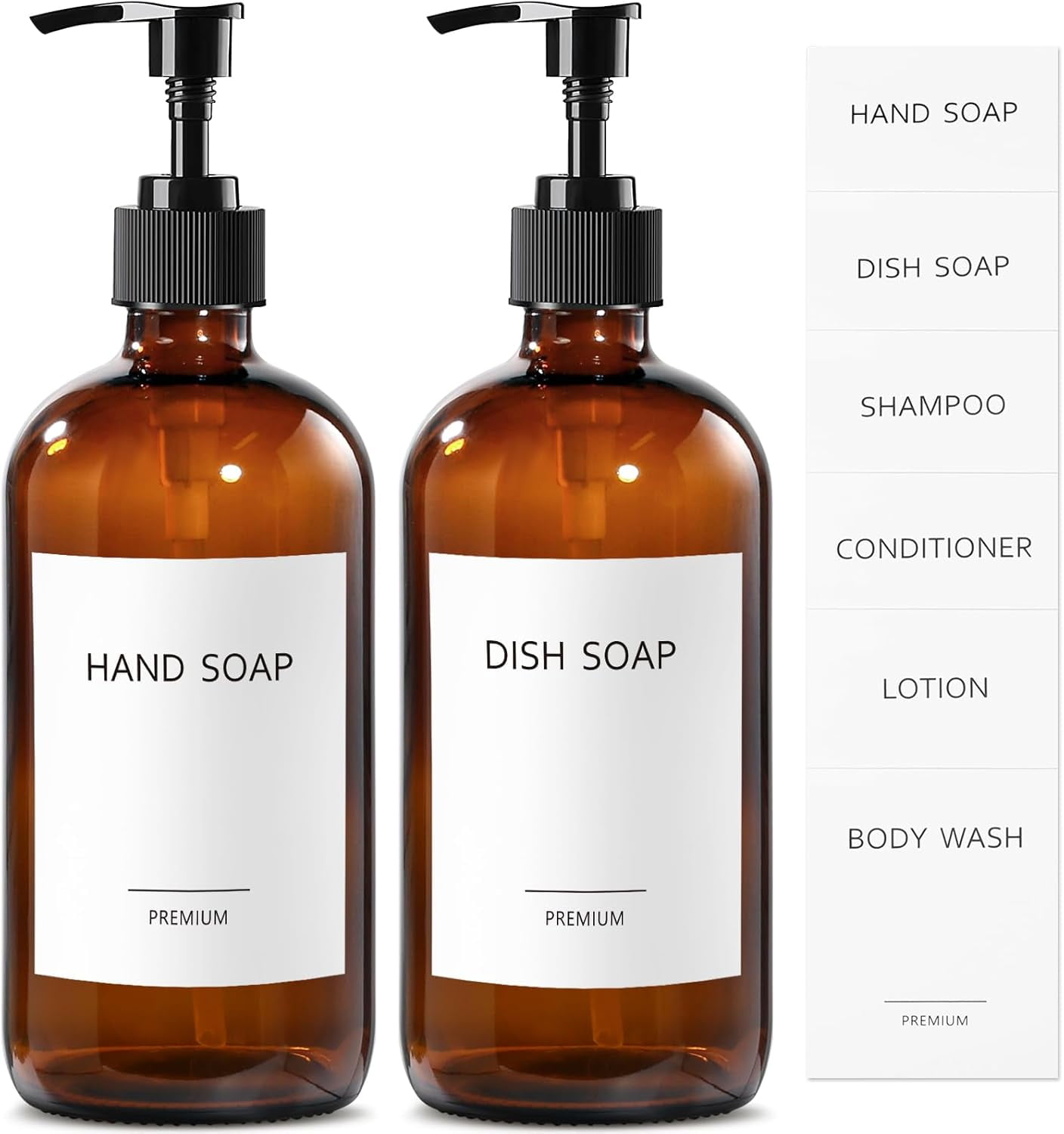 BESTKITTY GMISUN Amber Glass So Dispenser, 2 Pa Bathroom Hand So ...