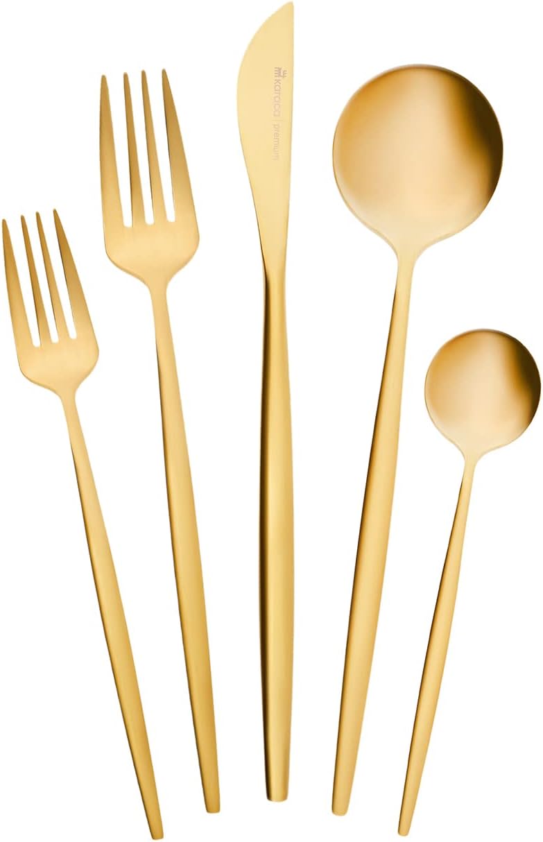 BESTKITTY Gold 30-Piece Cutlery Set, Knives, s, Spoons, Cake s, Stainl ...