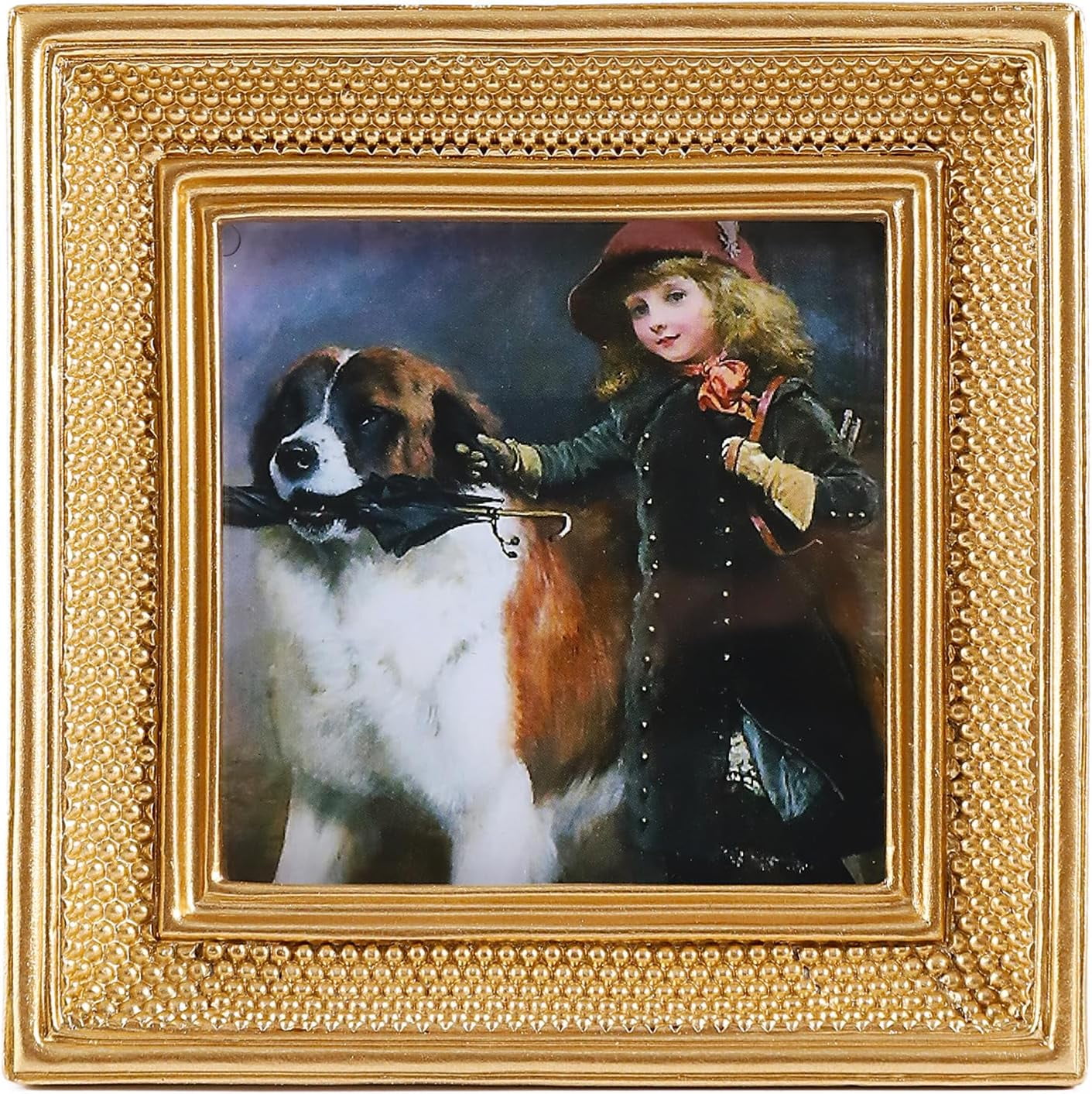 BESTKITTY Gold Vintage Pture Fs 3x3 Mini Square Antue Ptures Fes with ...