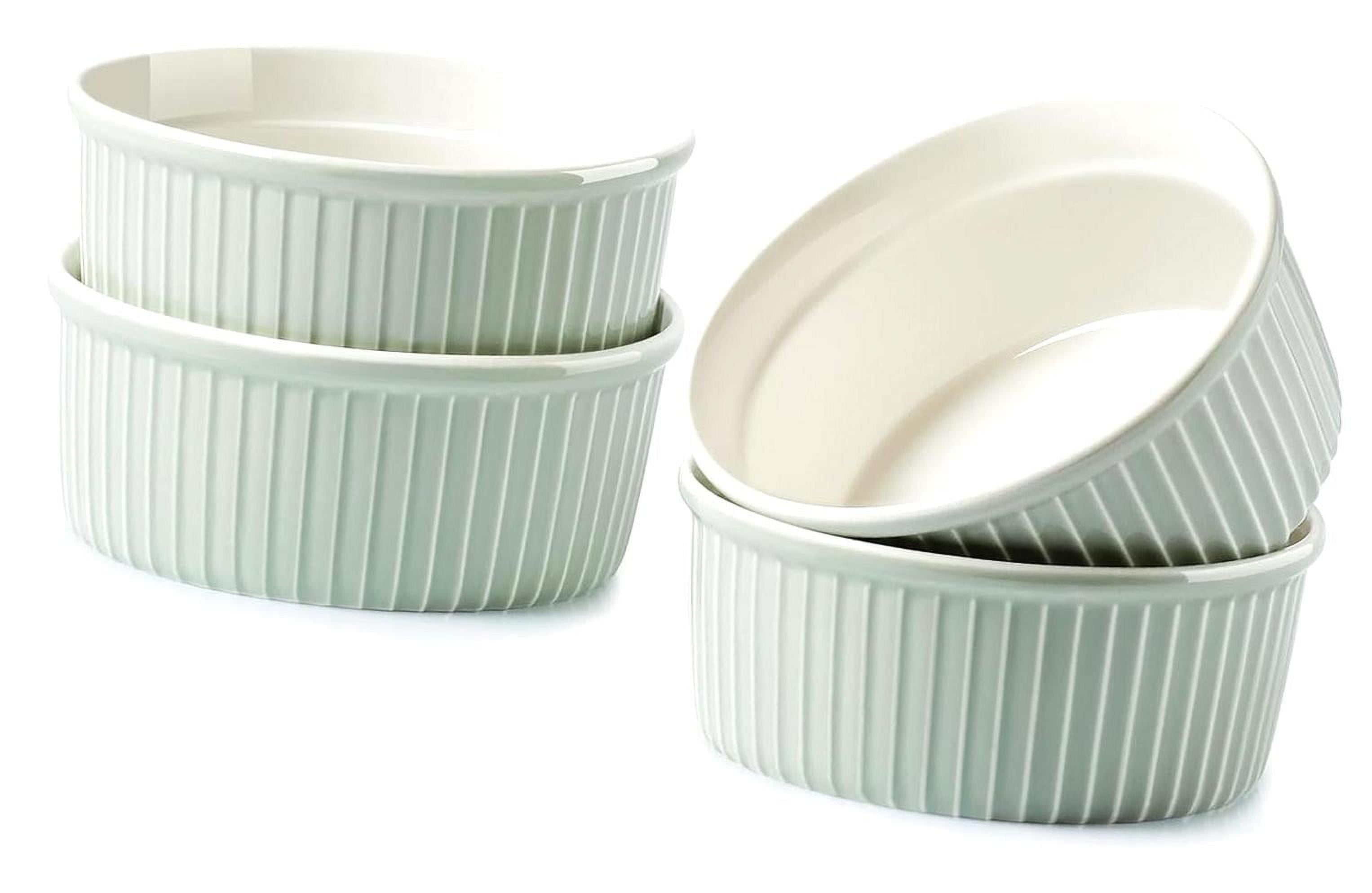 BESTKITTY Green Ramekins 14oz Oven Safe Collection of 4, Porcelain ...