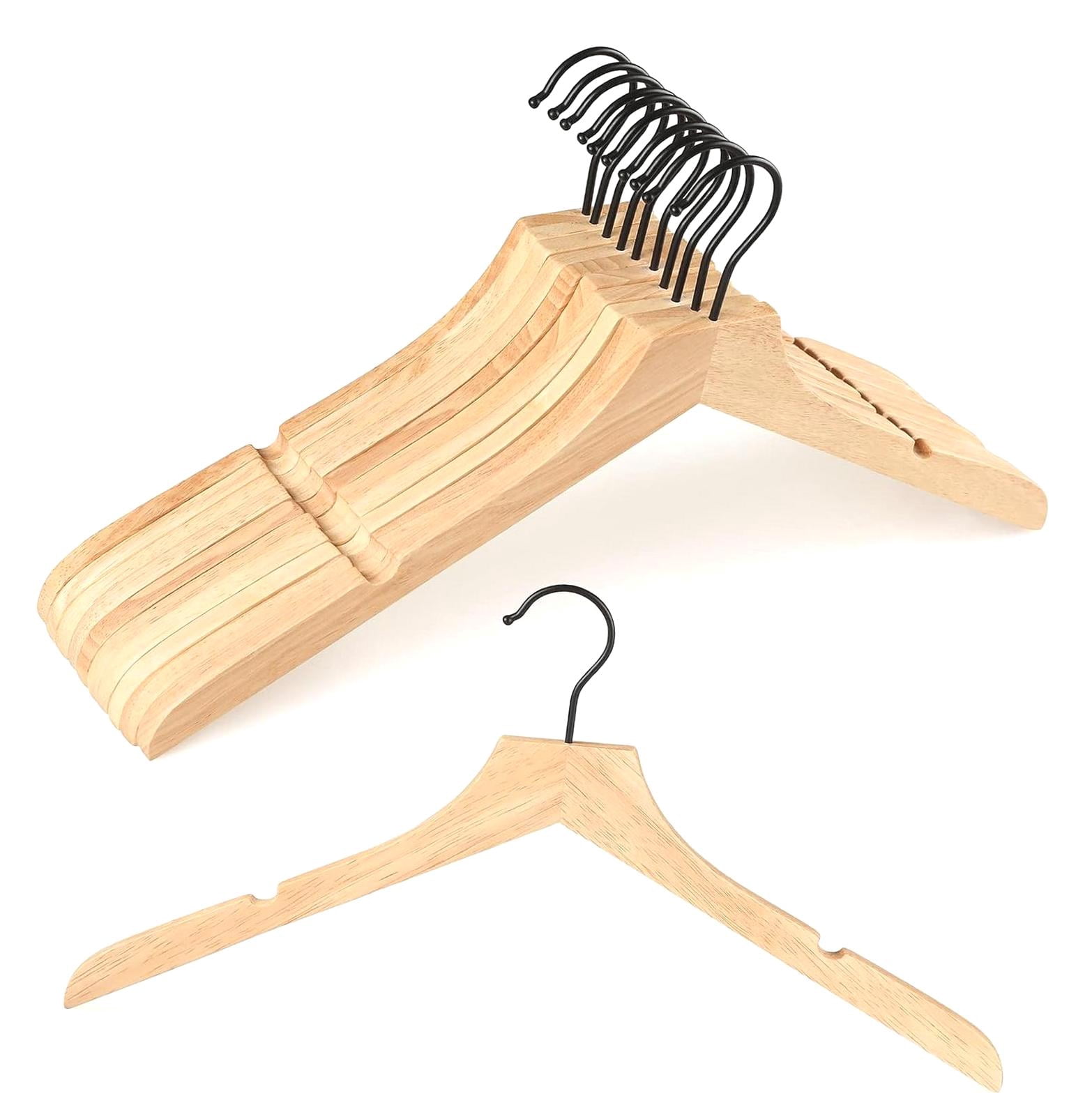 BESTKITTY HANGER Rubber Wood Hangers, Wooden Clothes Hangers with ...