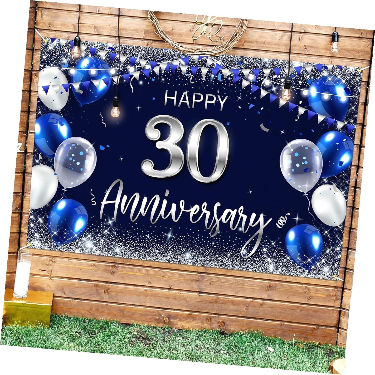 BESTKITTY Happy 30th Anniversary Backdrop Banner Decor Navy Blue ...