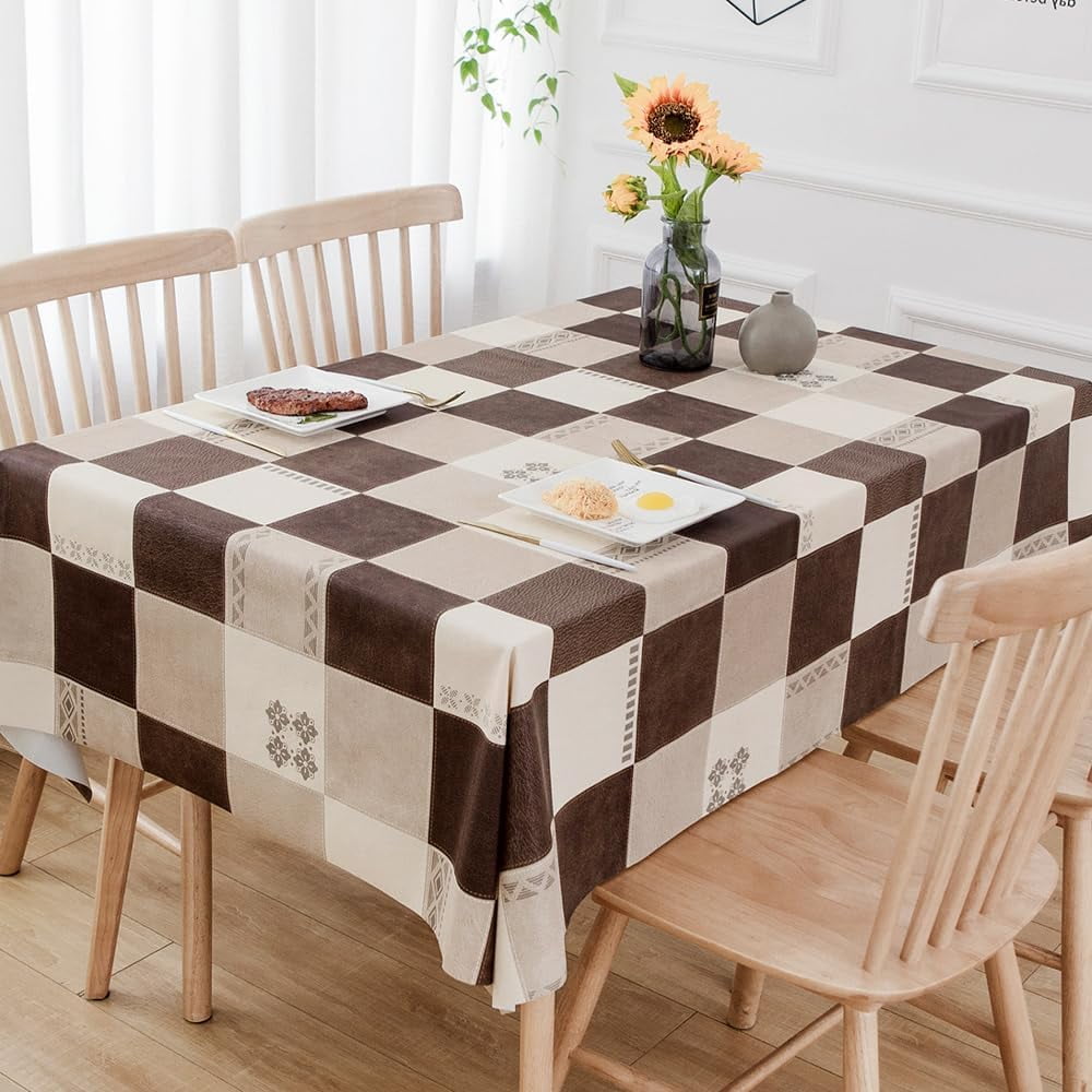 BESTKITTY Heavy Duty Vinyl Tablecloth Plast Table Cloth Waterof ...