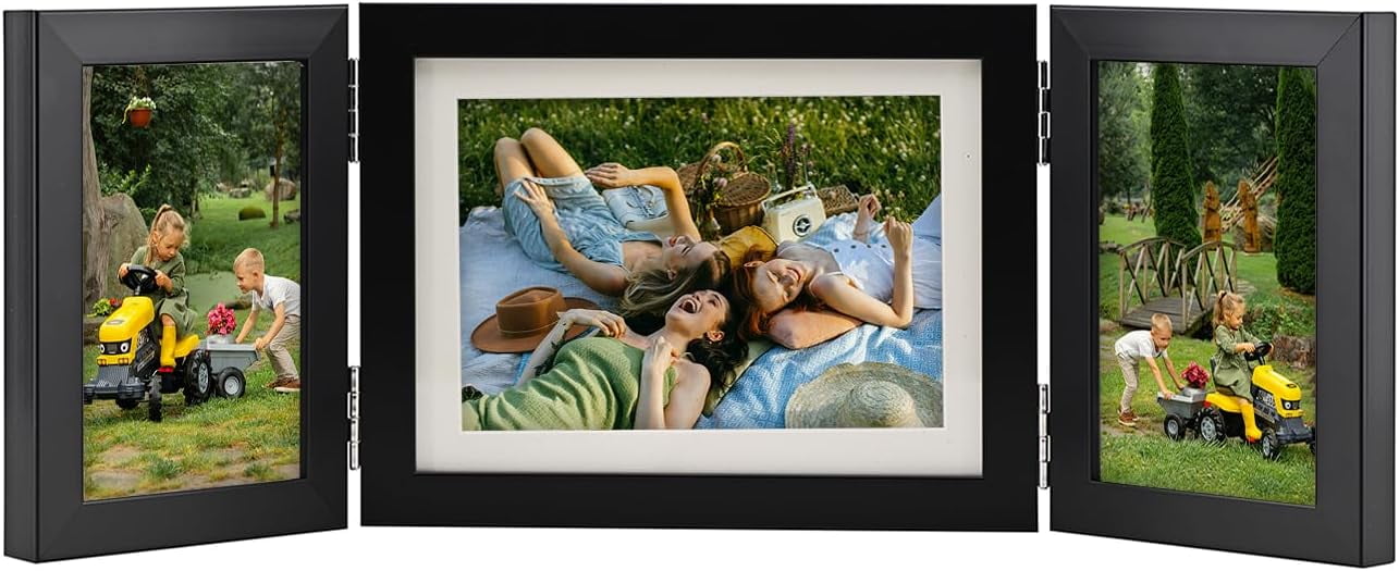 BESTKITTY Hinged Tri-Fold 4x6 & 6x8 Pture F with Tempered Glass ...