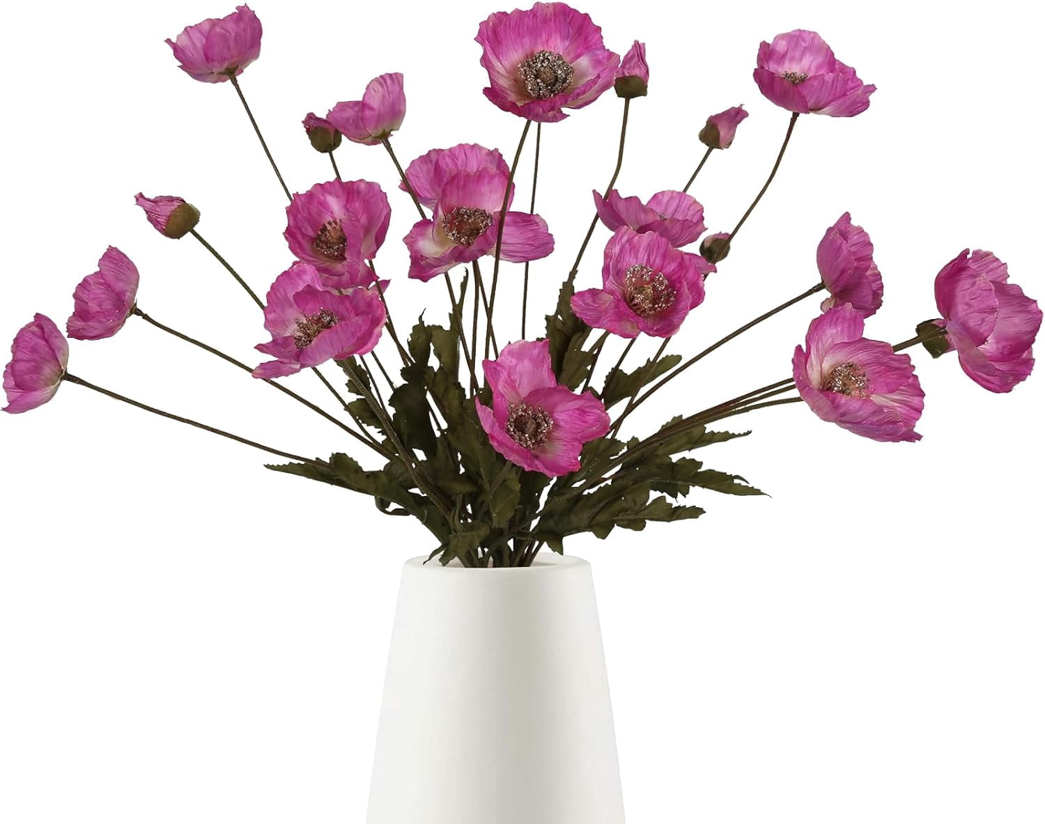 BESTKITTY IU Artiial pies 6PCS Fusa Silk Flowers with Stems Hot Pink ...