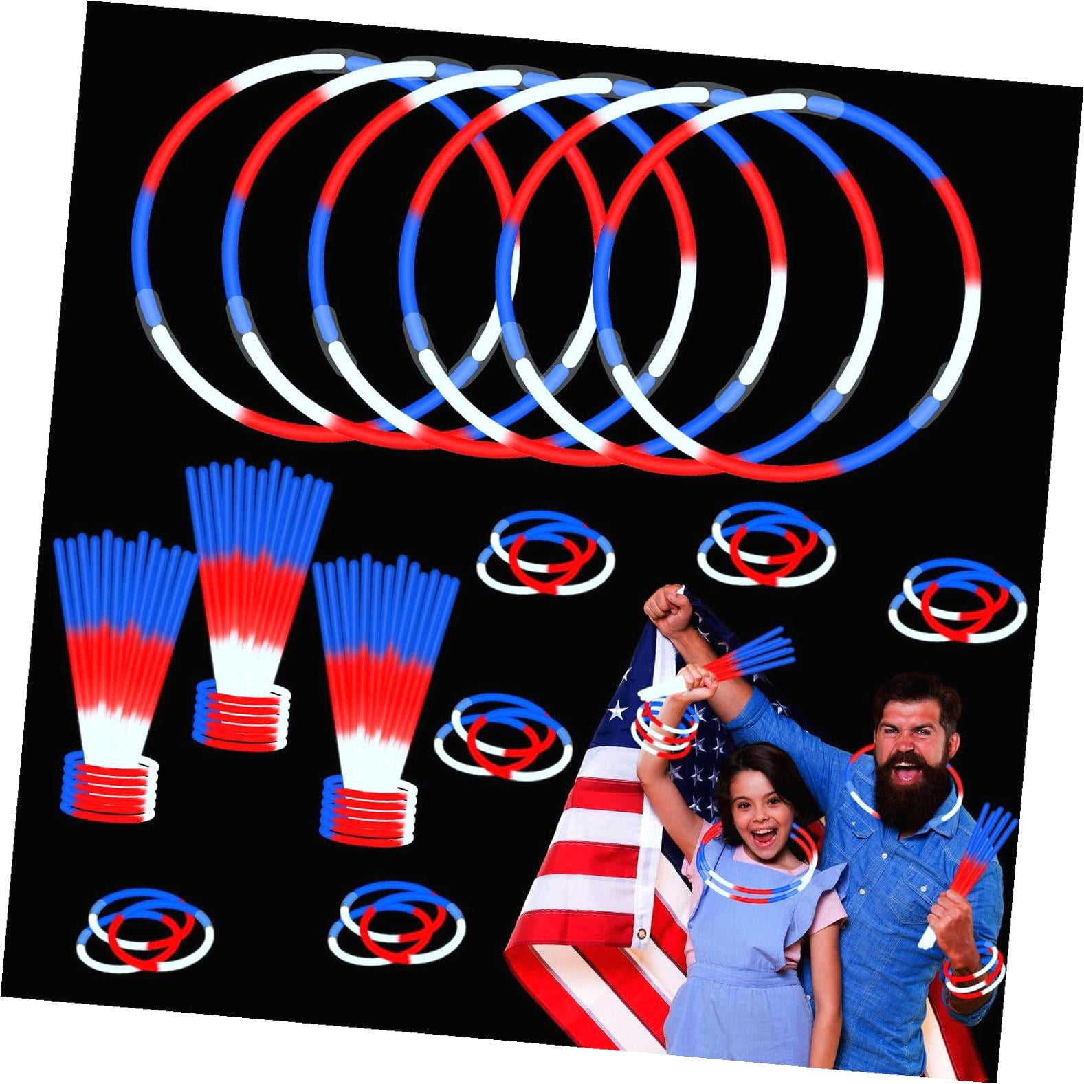 BESTKITTY Independence Day Glow Sticks Party Bundle 50 Count, Patriotic ...