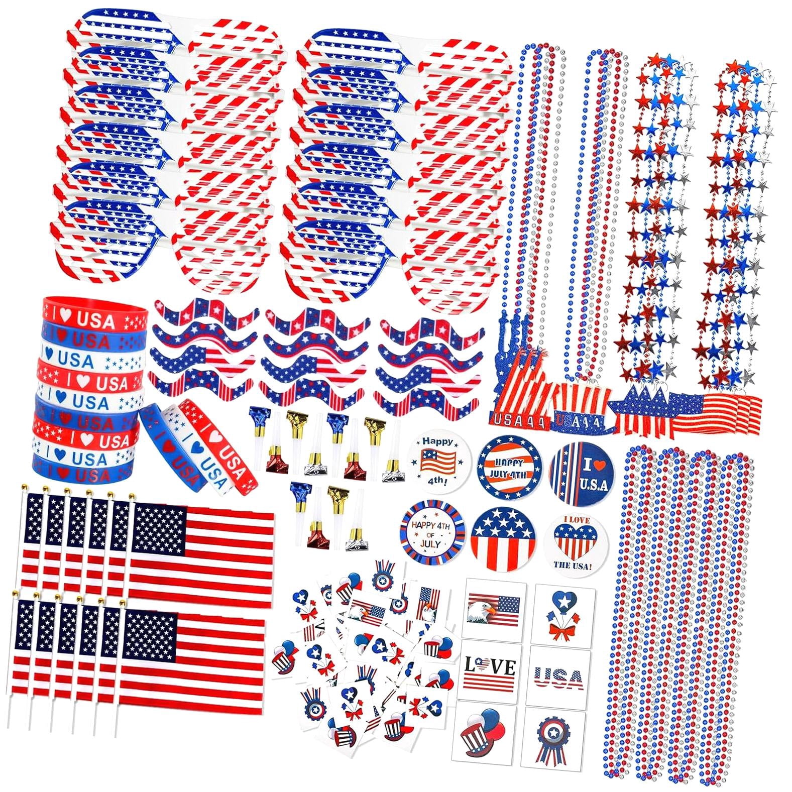 BESTKITTY Independence Day Party Supplies 156-Piece Patriotic ...
