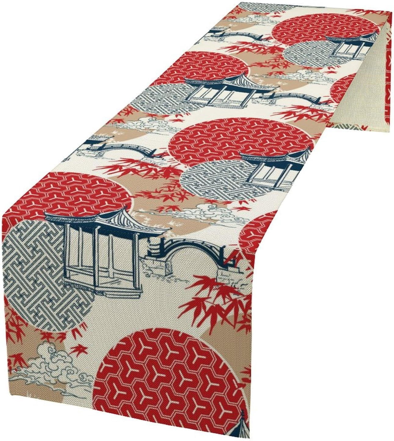 BESTKITTY Janese Mle Leaves Table Runner for en Dining Table, Asian al ...