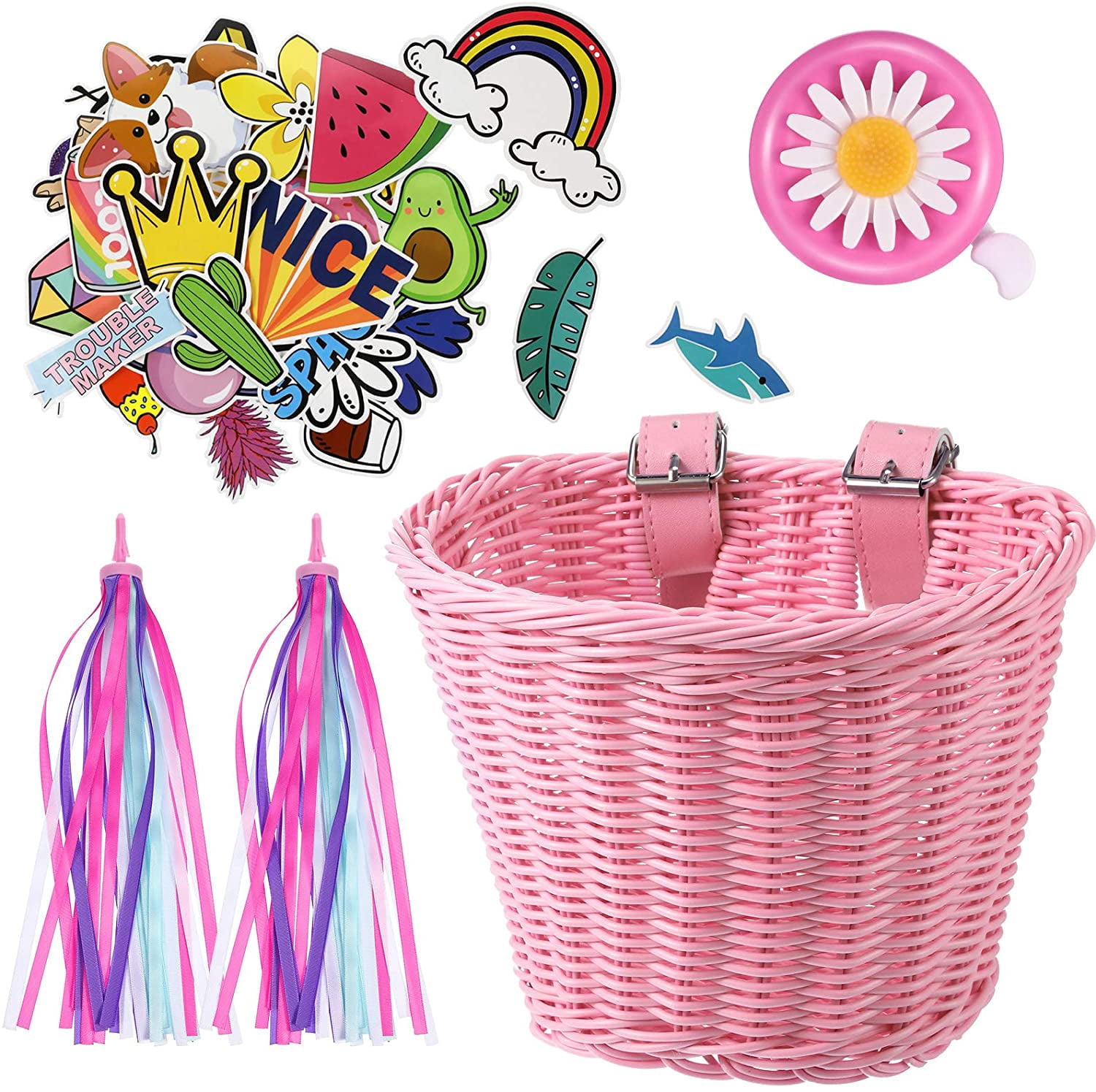 BESTKITTY Kid's ycle Basket Streamers Set, ldren's Bike Handlebar Wer ...