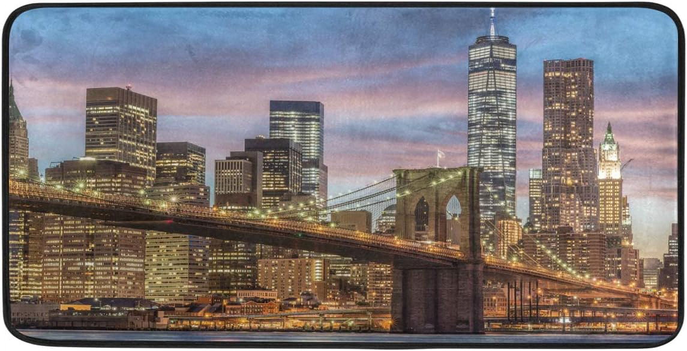 BESTKITTY Kitchen Mat New York Brooklyn Bridge Kitchen Rug Mat Anti ...