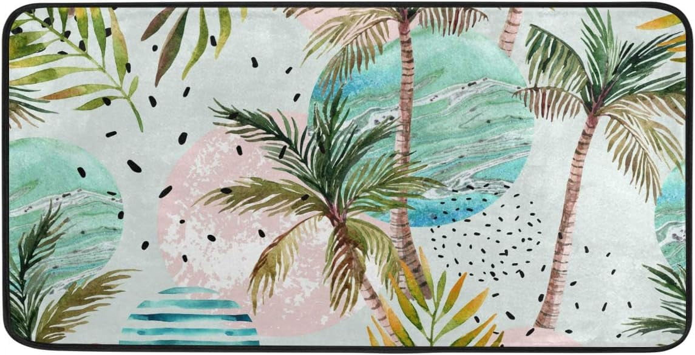 BESTKITTY Kitchen Mat Watercolor Palm Trees Kitchen Rug Mat Anti ...