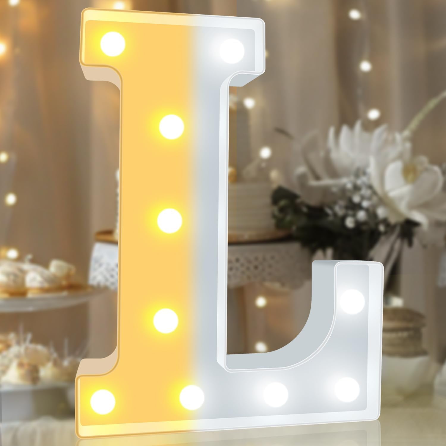 BESTKITTY LED Marquee Letter Lights, Warm White and Cool White ...