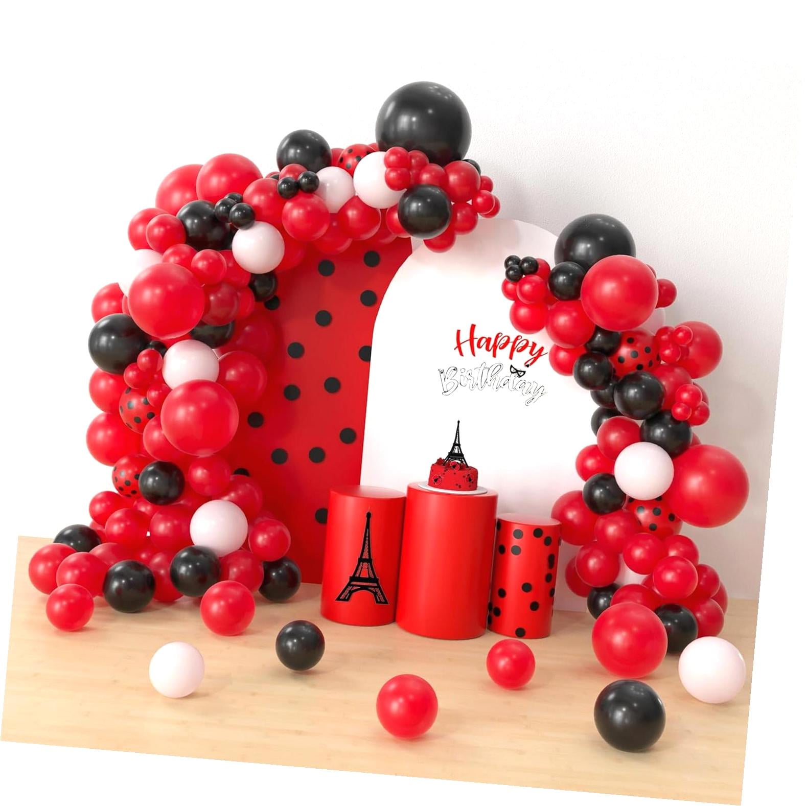BESTKITTY Ladybug Party Kit - 151 Piece Red and Black Polka Dot Balloon Arch Set for Showers ...