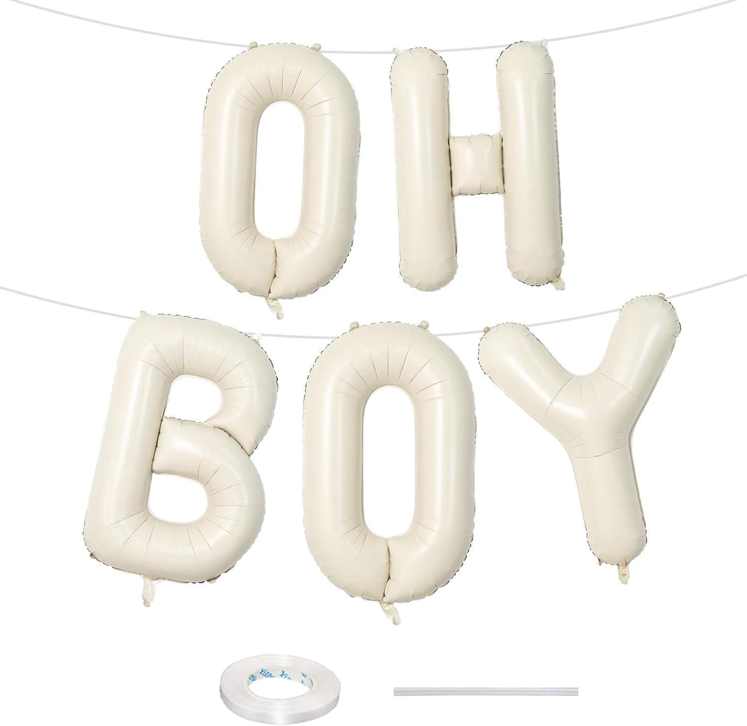 BESTKITTY Large Beige Oh Boy Balloons, 40 In White Sand OH BOY Balloon ...