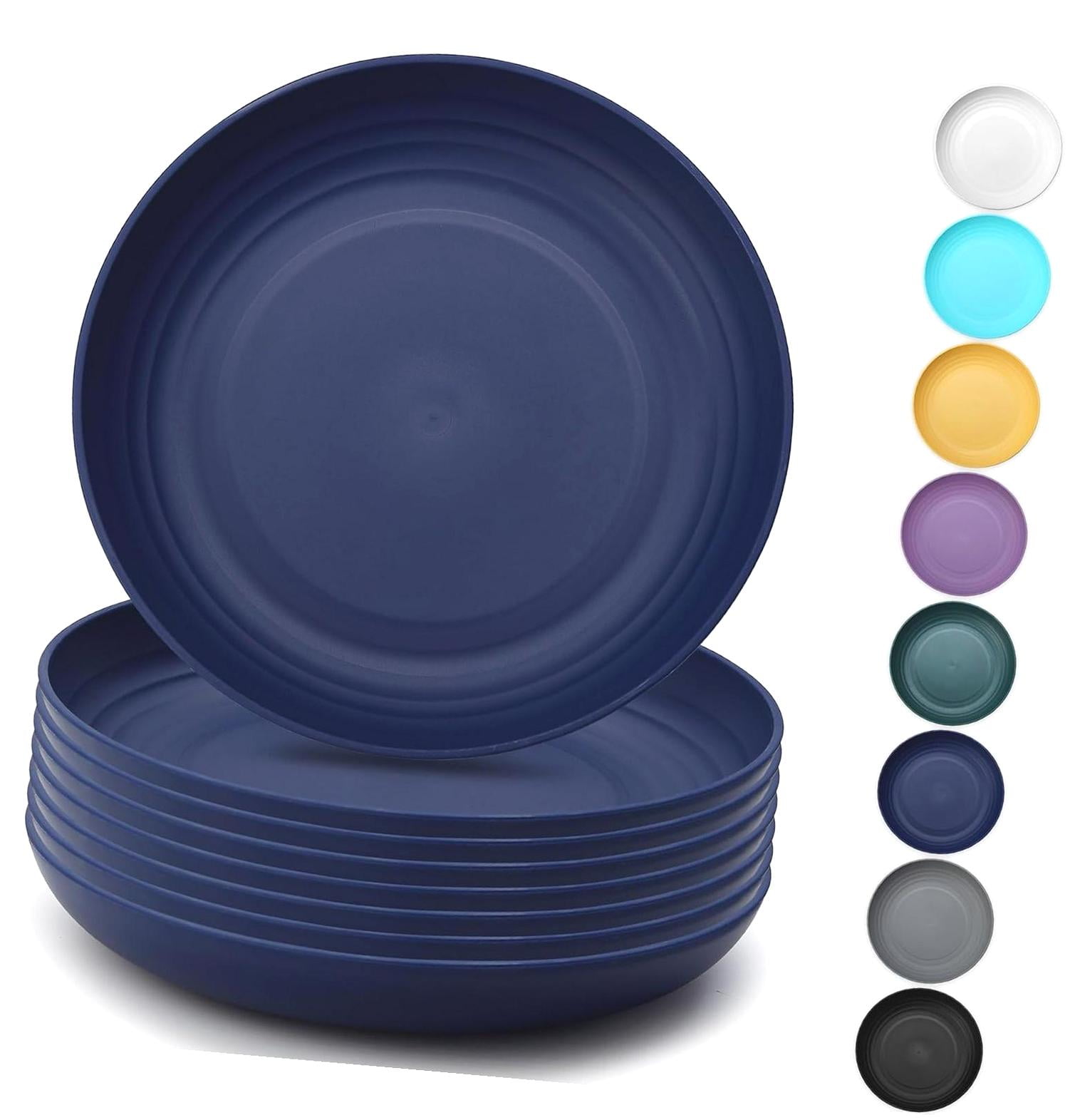 BESTKITTY Large Deep Plastic Plates 8 Pieces, 9 Inch Dinner Plates ...