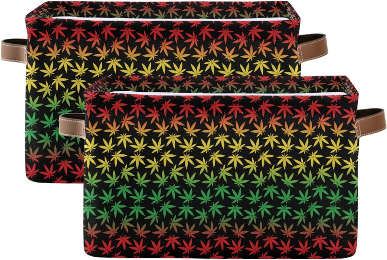 BESTKITTY Large Foldable Storage Bin Gradient Marijuana Leaves Fabric ...