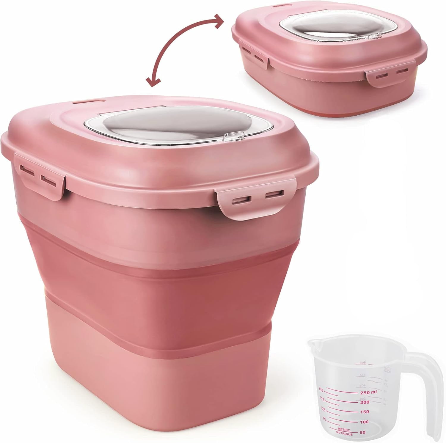 BESTKITTY Large Re Storage Container, 20lb to 50lb Collsible Dry Food ...