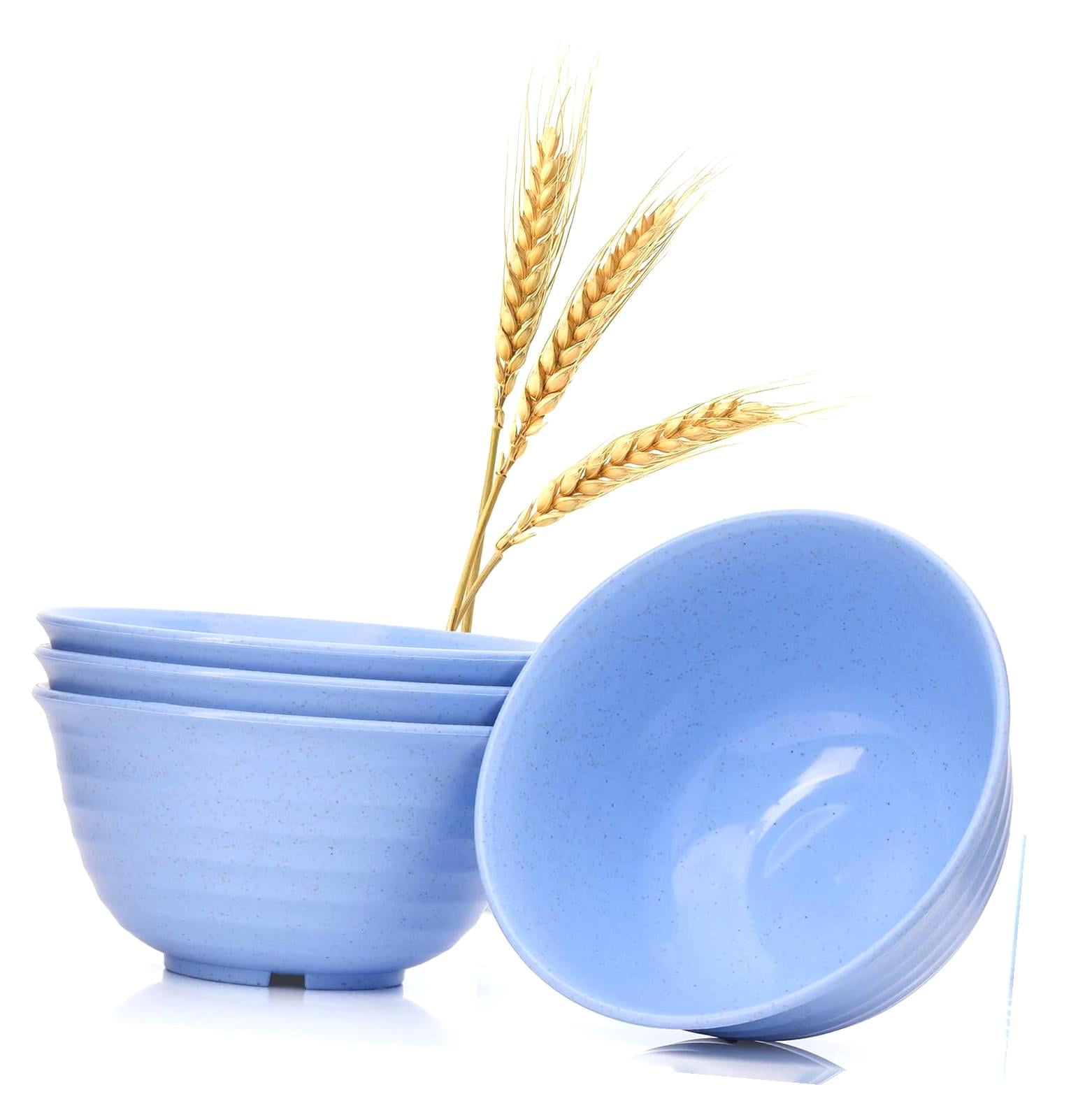 BESTKITTY Large Wheat Straw Bowls, Set of 4 Lightweight and Unbreakable ...