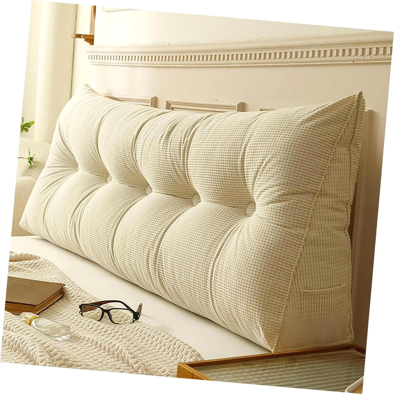 BESTKITTY Large White Headboard Pillow Triangular Full, Soft Wedge ...