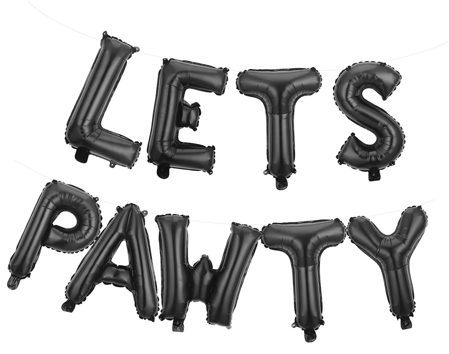 BESTKITTY Lets Pawty Balloons Banner,16 Inch Black Dog Birthday ...