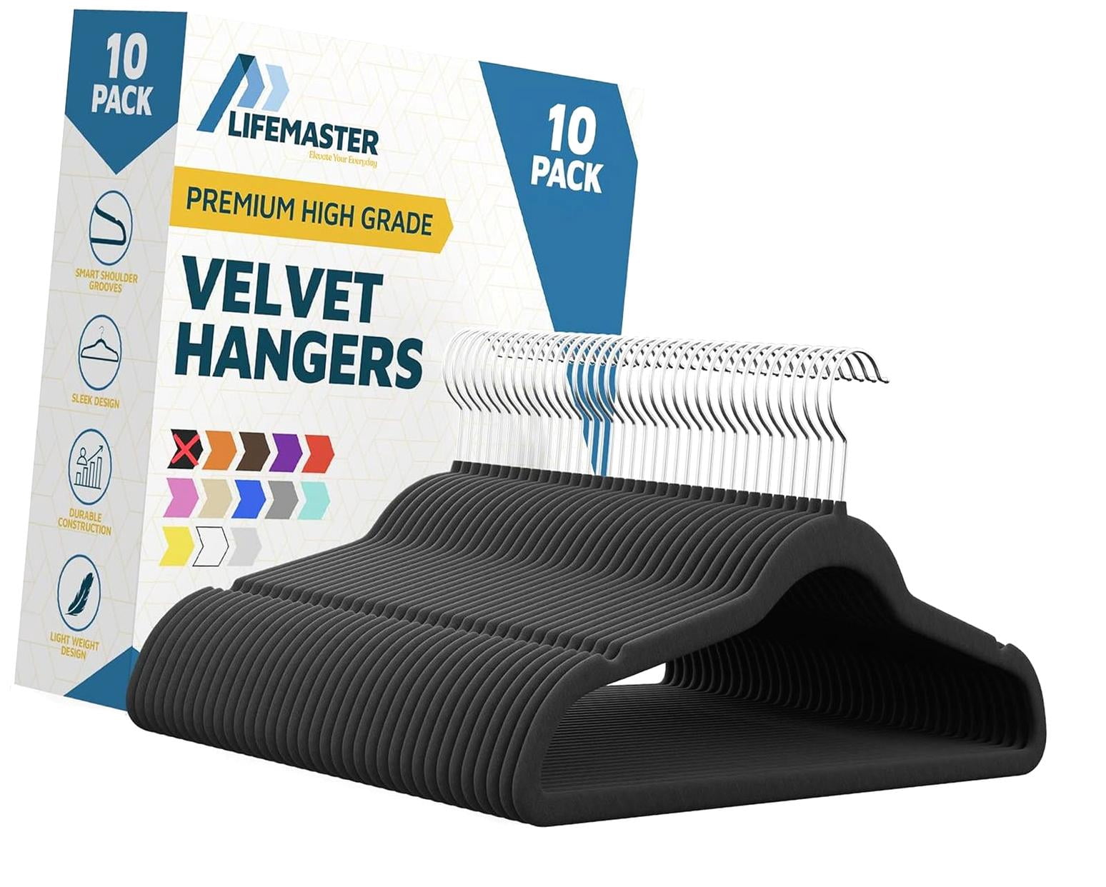 BESTKITTY Lifemaster Velvet Clothes Hangers – With 360 Degree Swivel ...