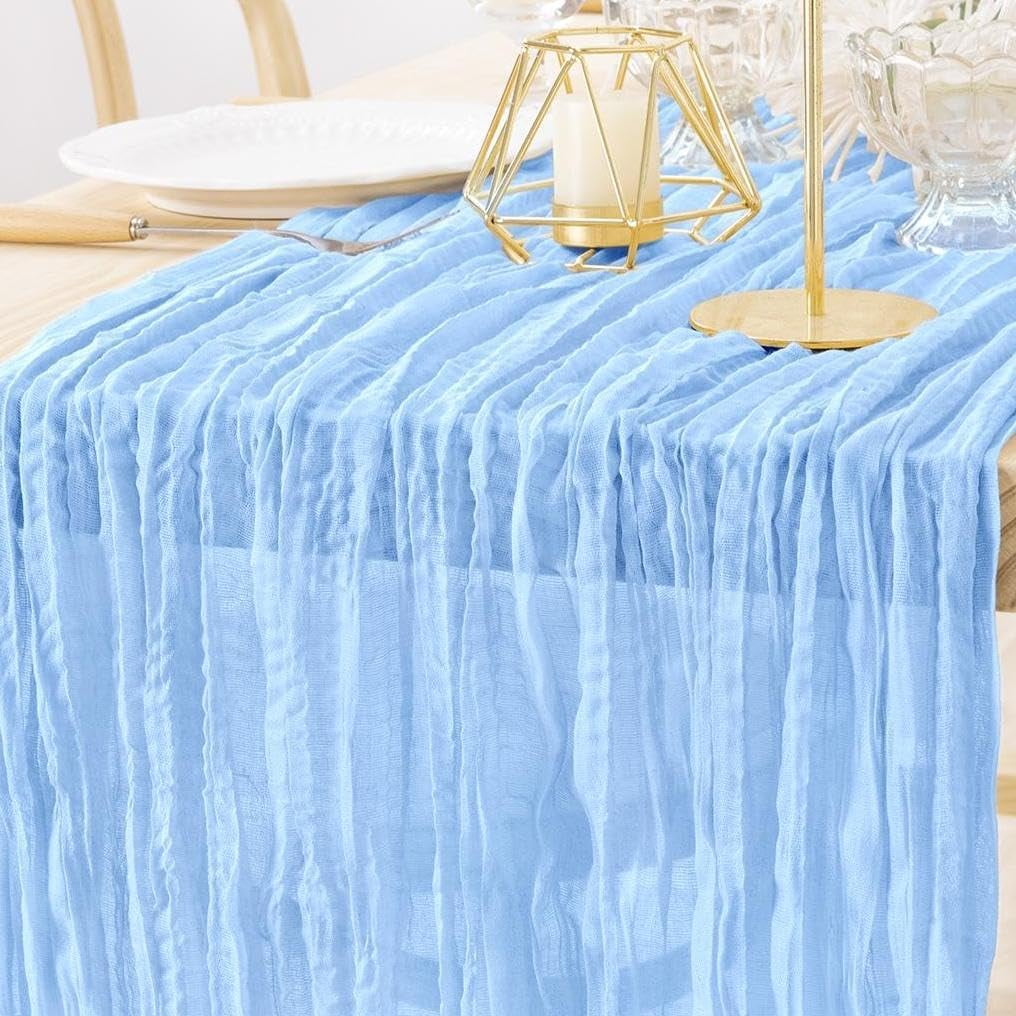 BESTKITTY Light Blue eesecloth Table Runner Boho eese Cloth Gauze 160 ...