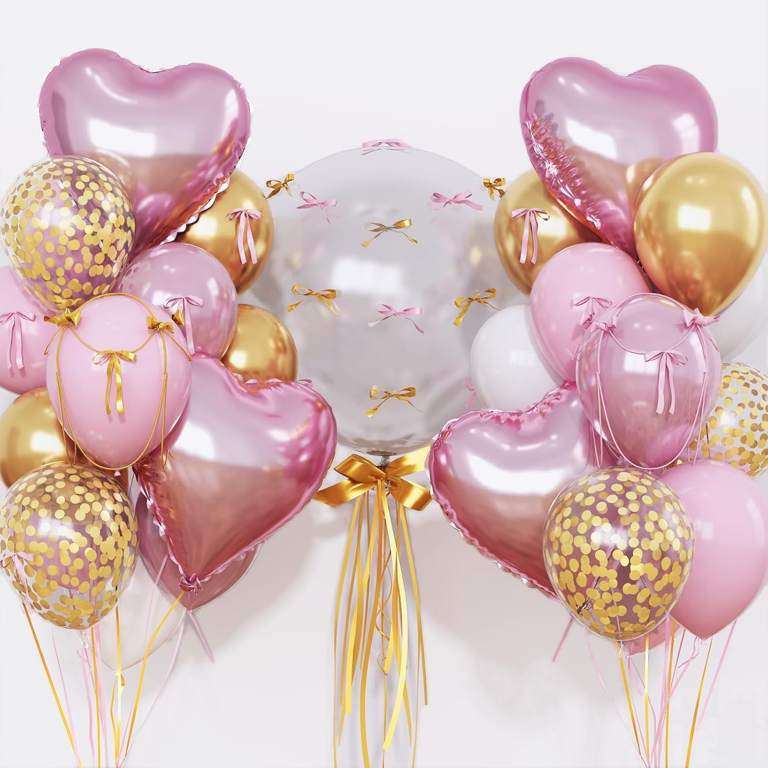 BESTKITTY Light Pink and Gold Balloons Heart She Balloons, Pastel Baby ...