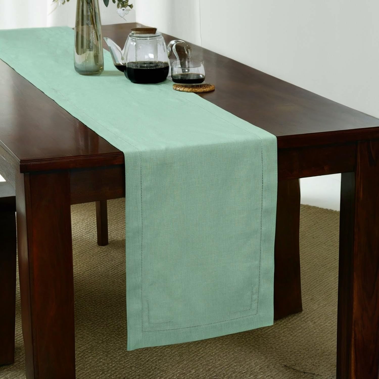 BESTKITTY Linen Table Runner 14 x 72 In 100% e Linen Classemstit Dining ...