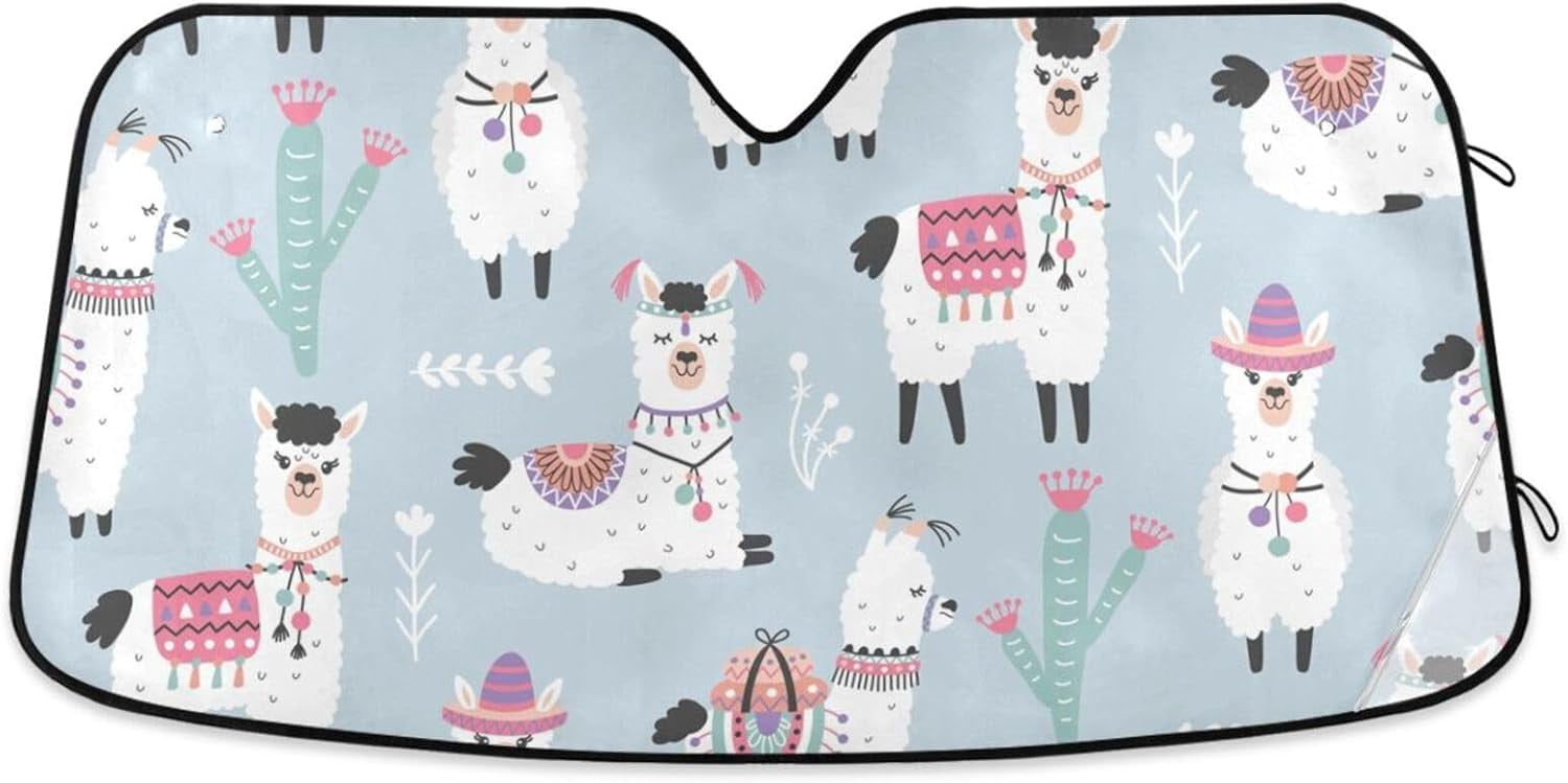 BESTKITTY Llama Front Windshield Sunshade for Car Truck SUV, Folding ...