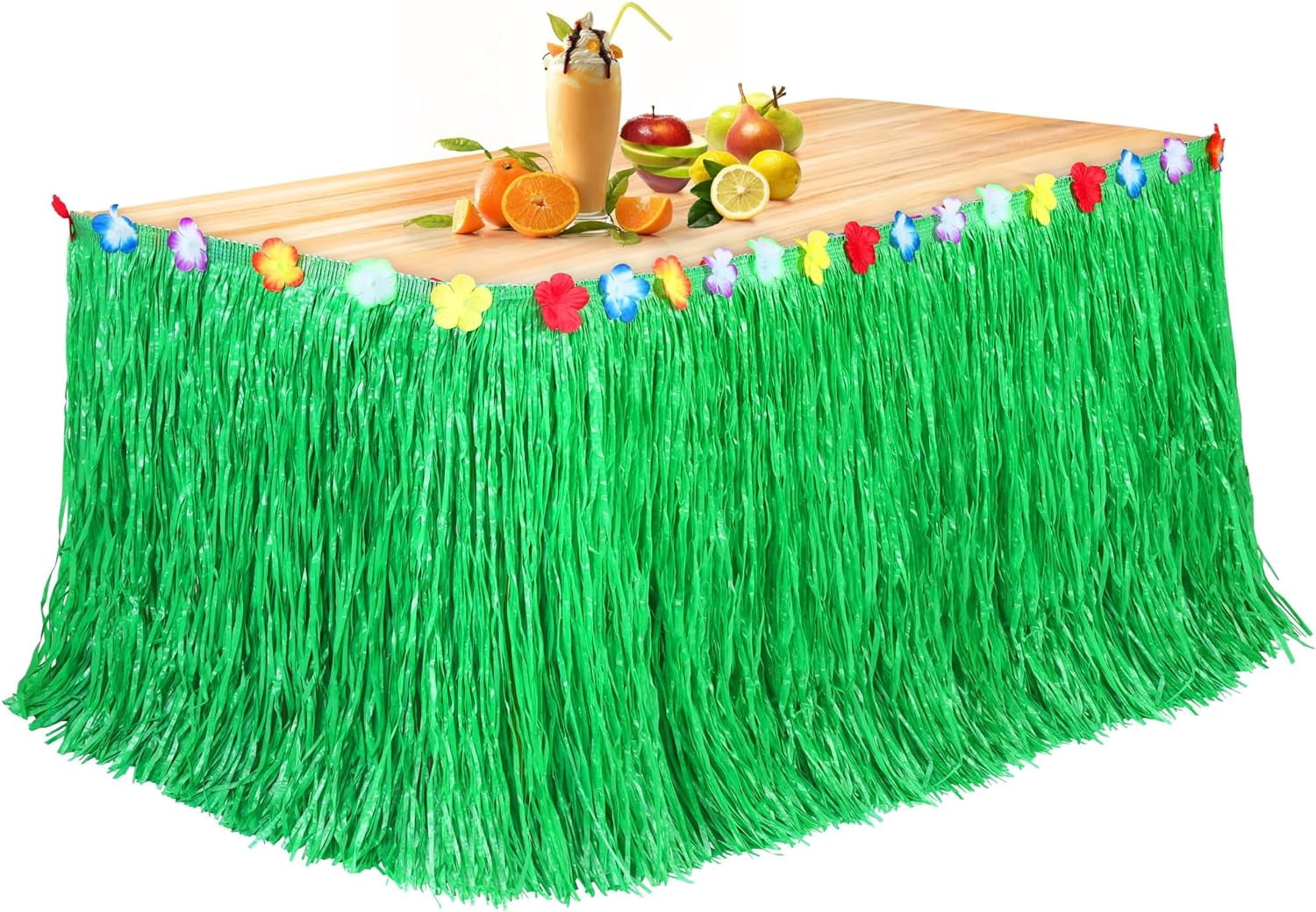BESTKITTY Luau Grass Table Skirt Natural 9 Feet x 29.5 In Hawaiian ...