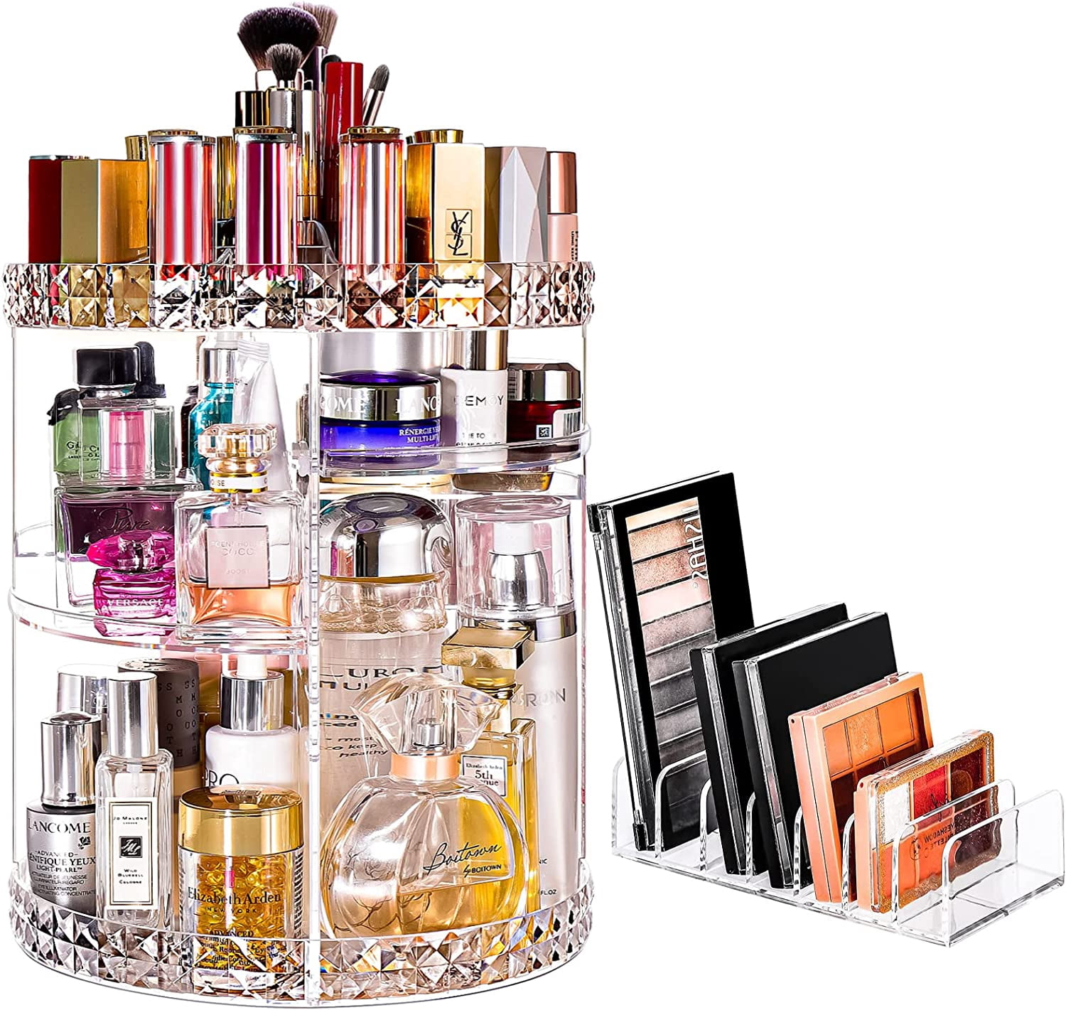 BESTKITTY Makeup Organizer Combo - 360° Rotating Makeup Organizer with ...